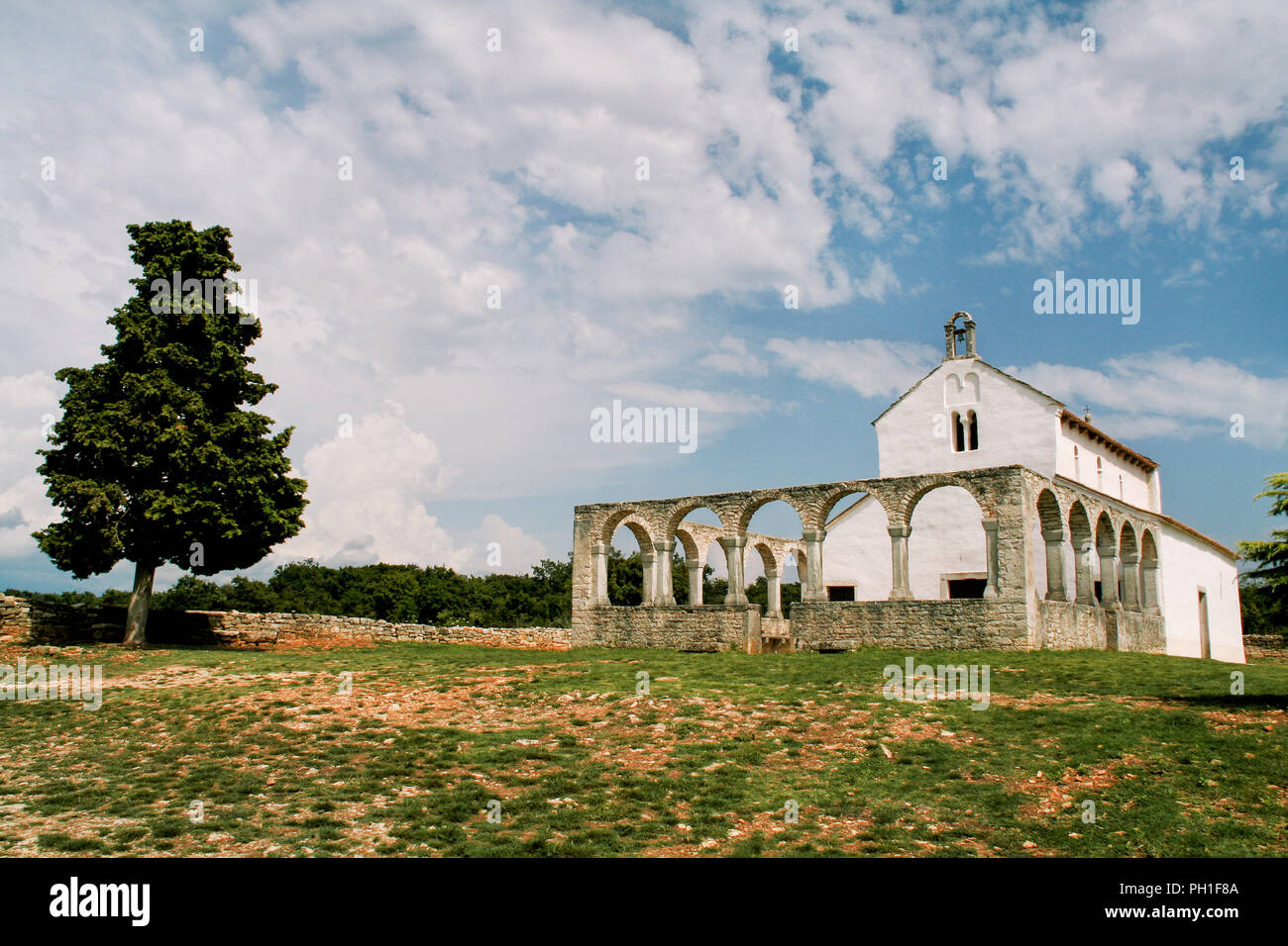 Old medieval church of St. Fosca. The beautiful medieval buildings from ...