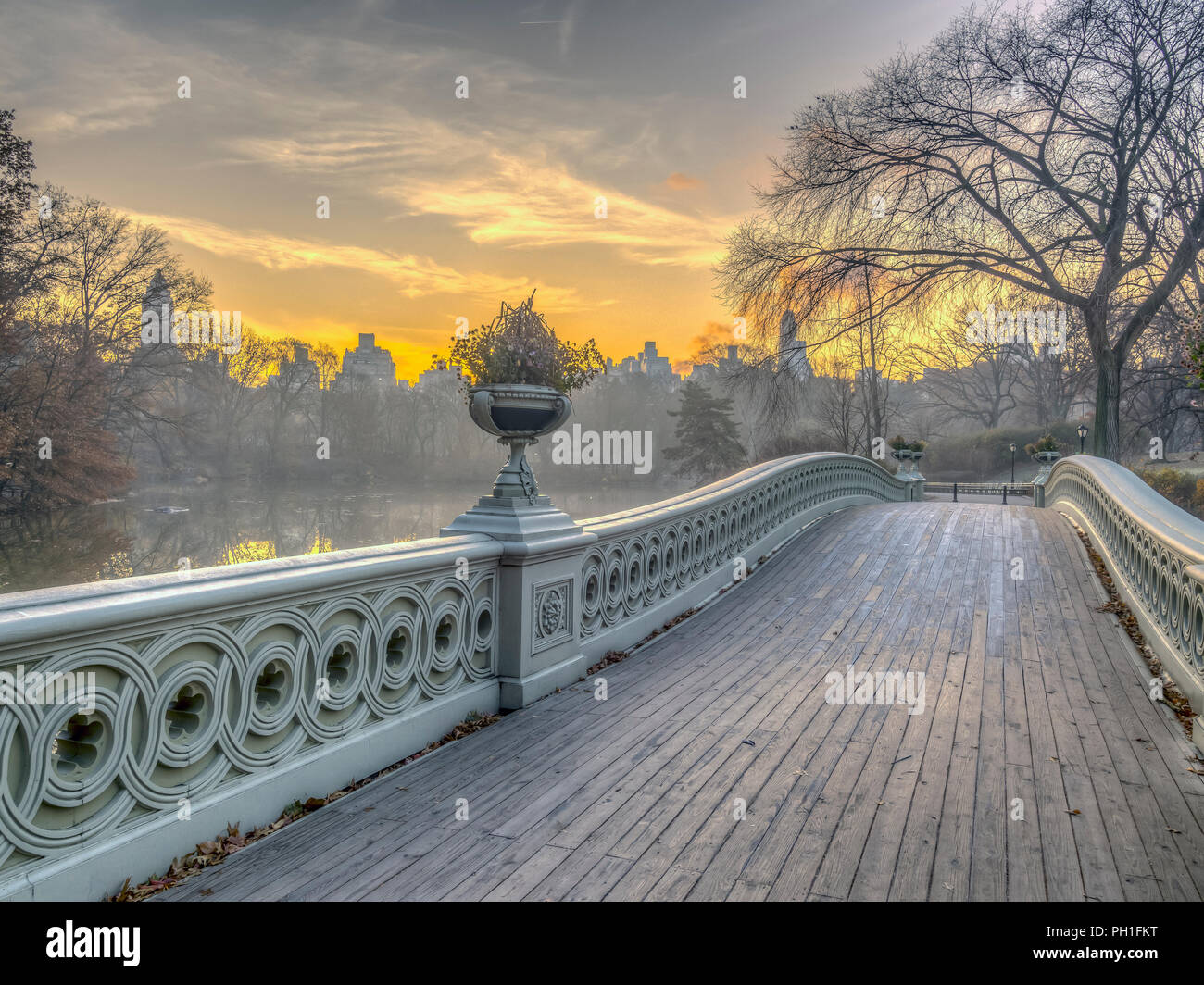 The Bow Bridge is a cast iron bridge located in Central Park, New York ...