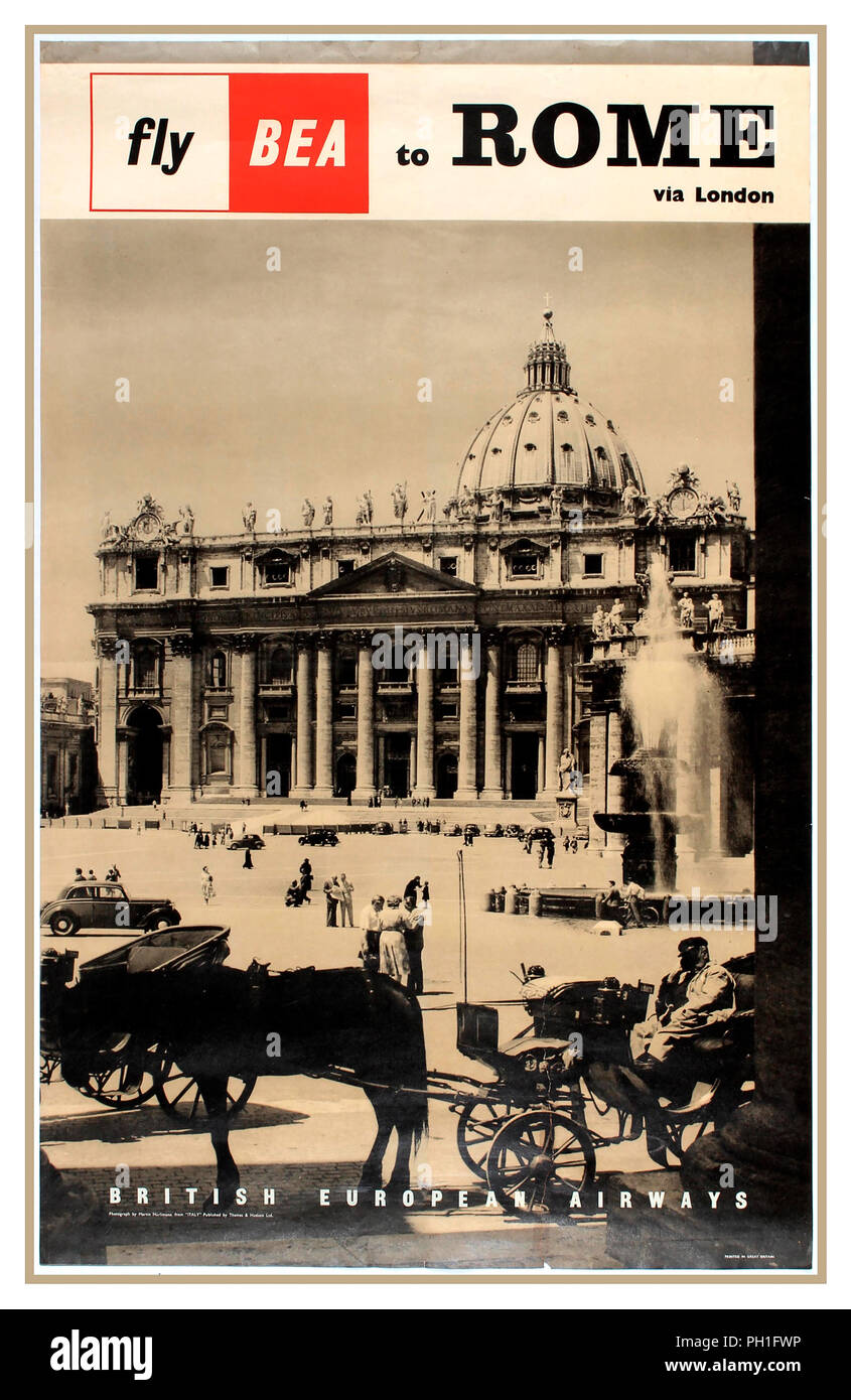 Vintage bea 1959 uk airline travel advertising poster hi-res stock ...