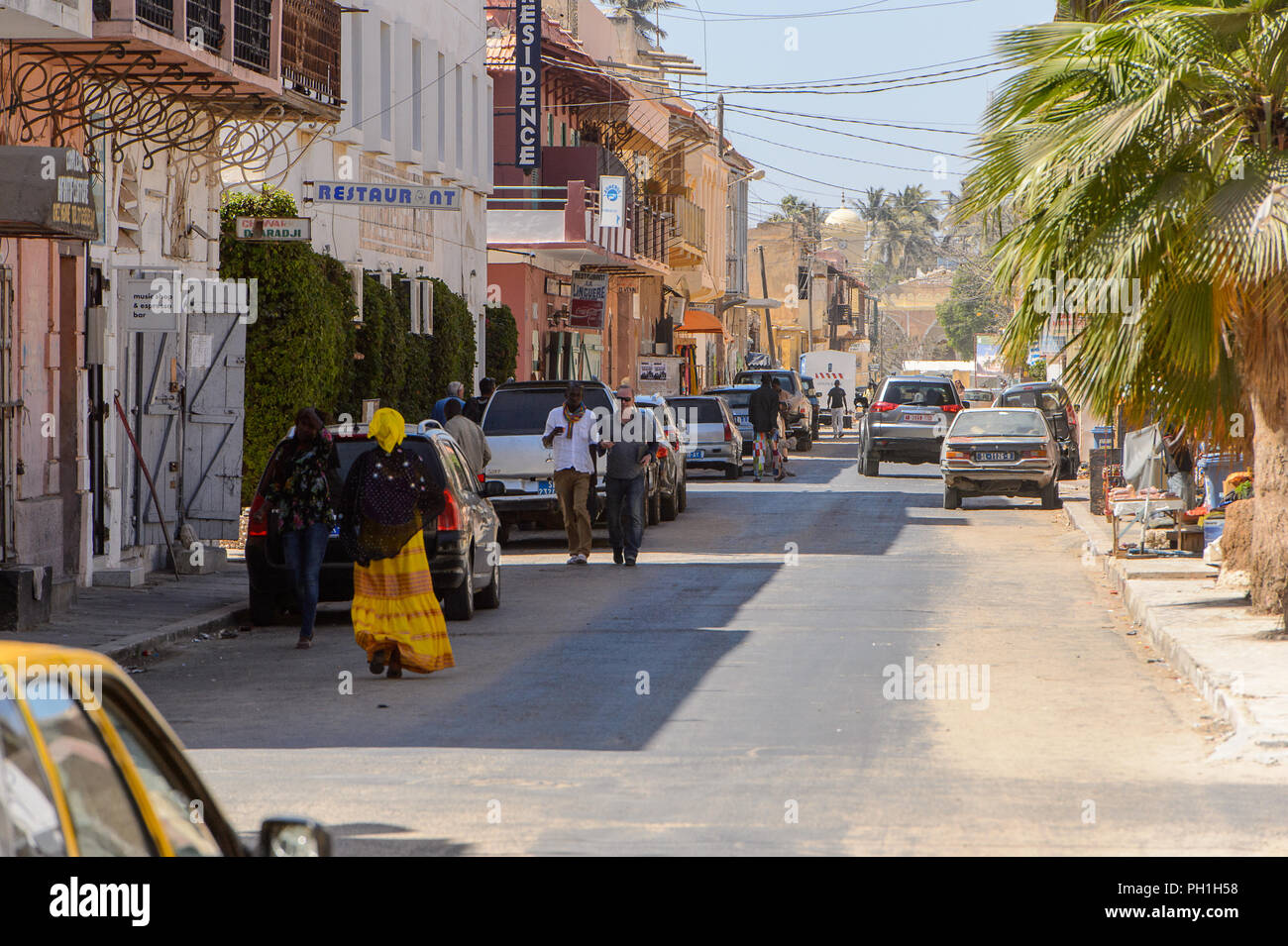 SAINT LOUIS, SENEGAL - APR 24, 2017: Unidentified Senegalese people ...