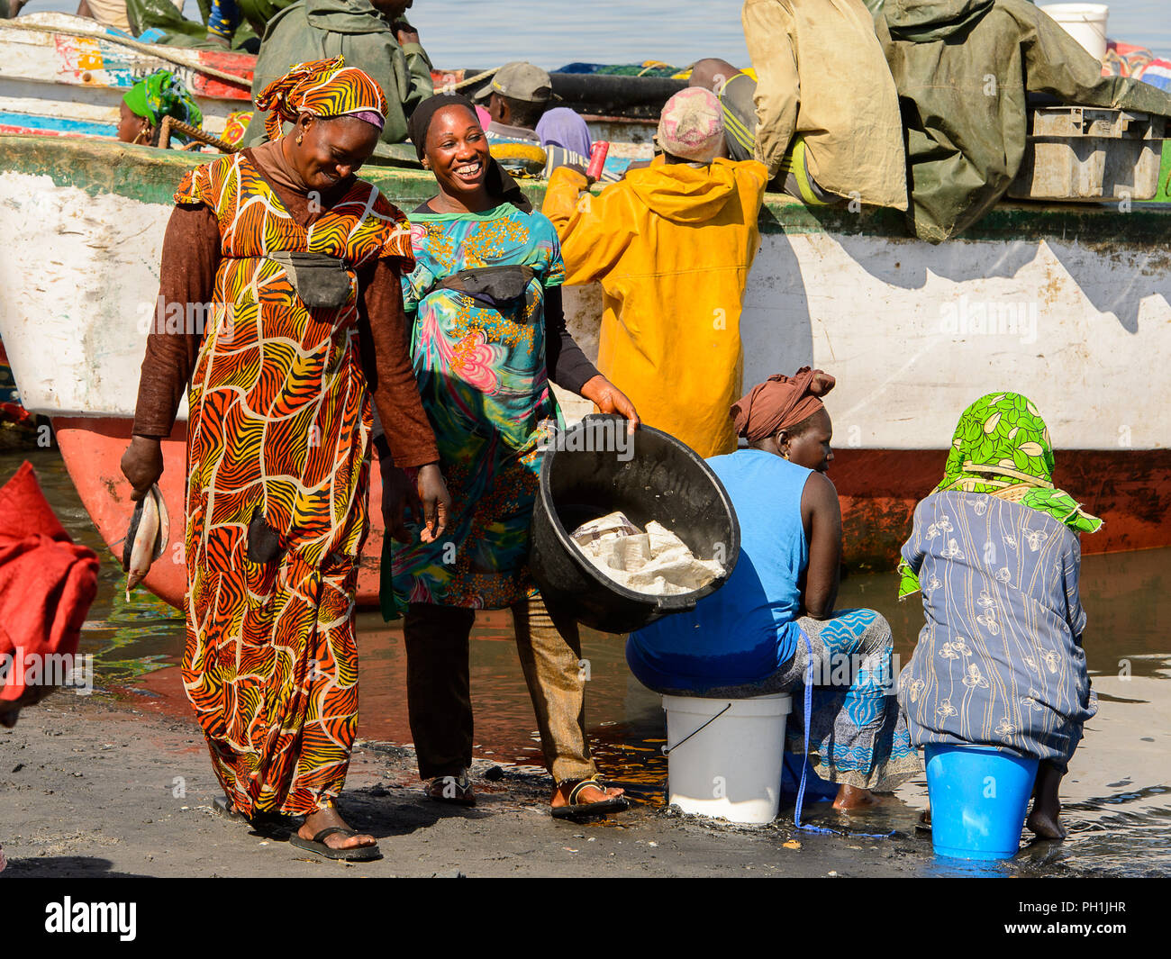 SAINT LOUIS, SENEGAL - APR 24, 2017: Unidentified Senegalese woman in ...