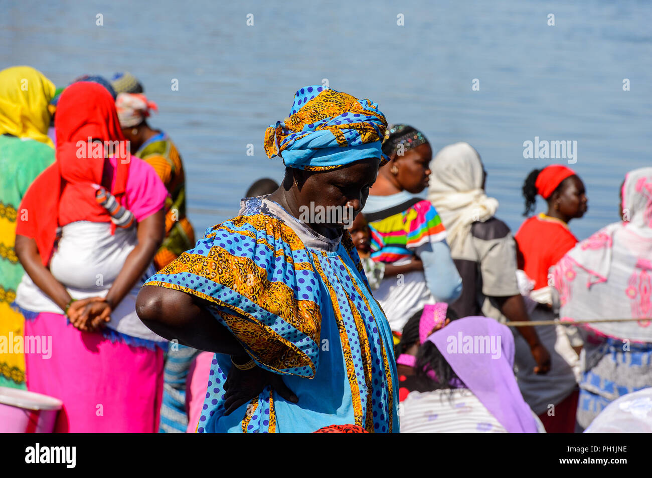 SAINT LOUIS, SENEGAL - APR 24, 2017: Unidentified Senegalese woman in ...