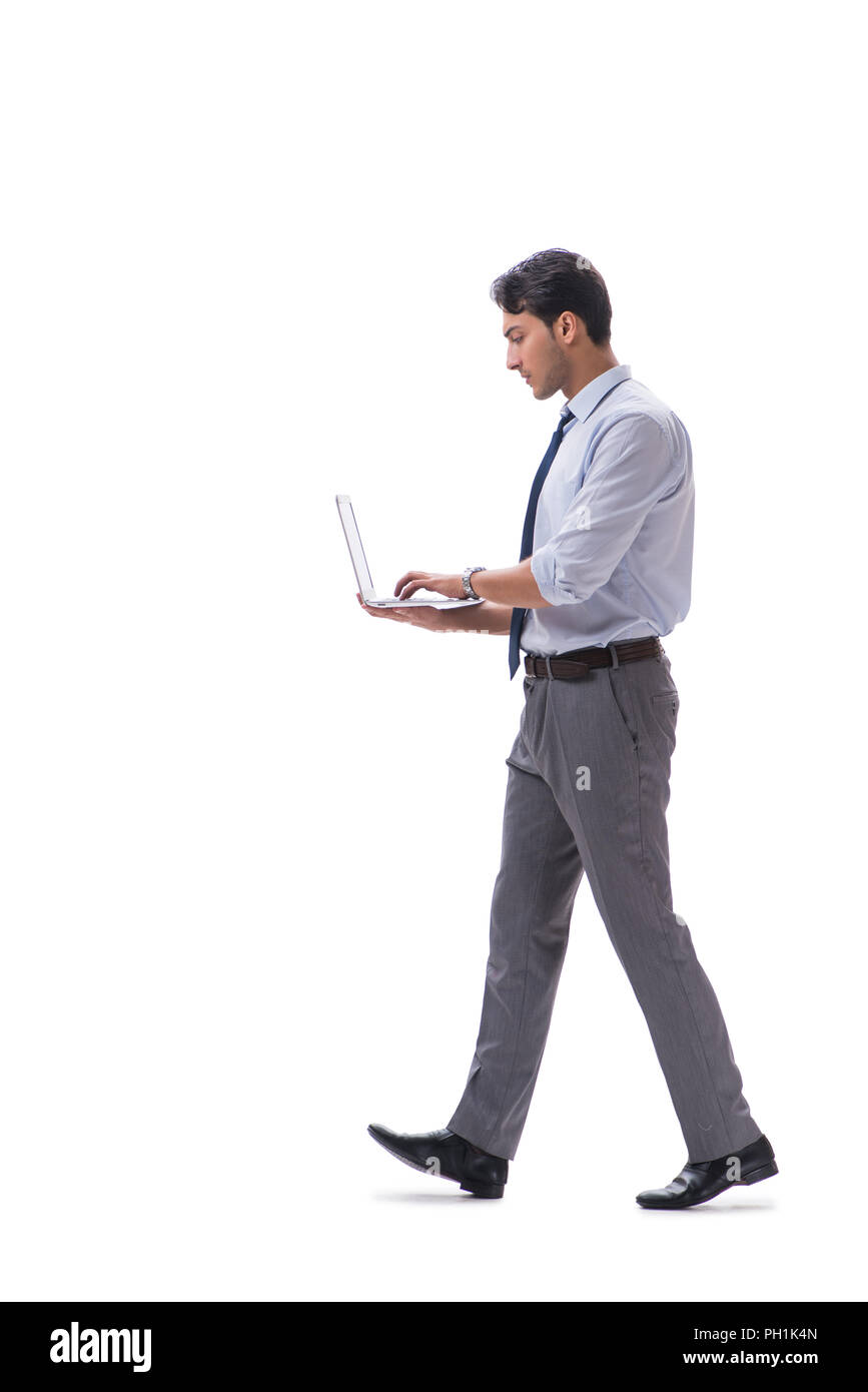 Professional man walking laptop computer Cut Out Stock Images ...