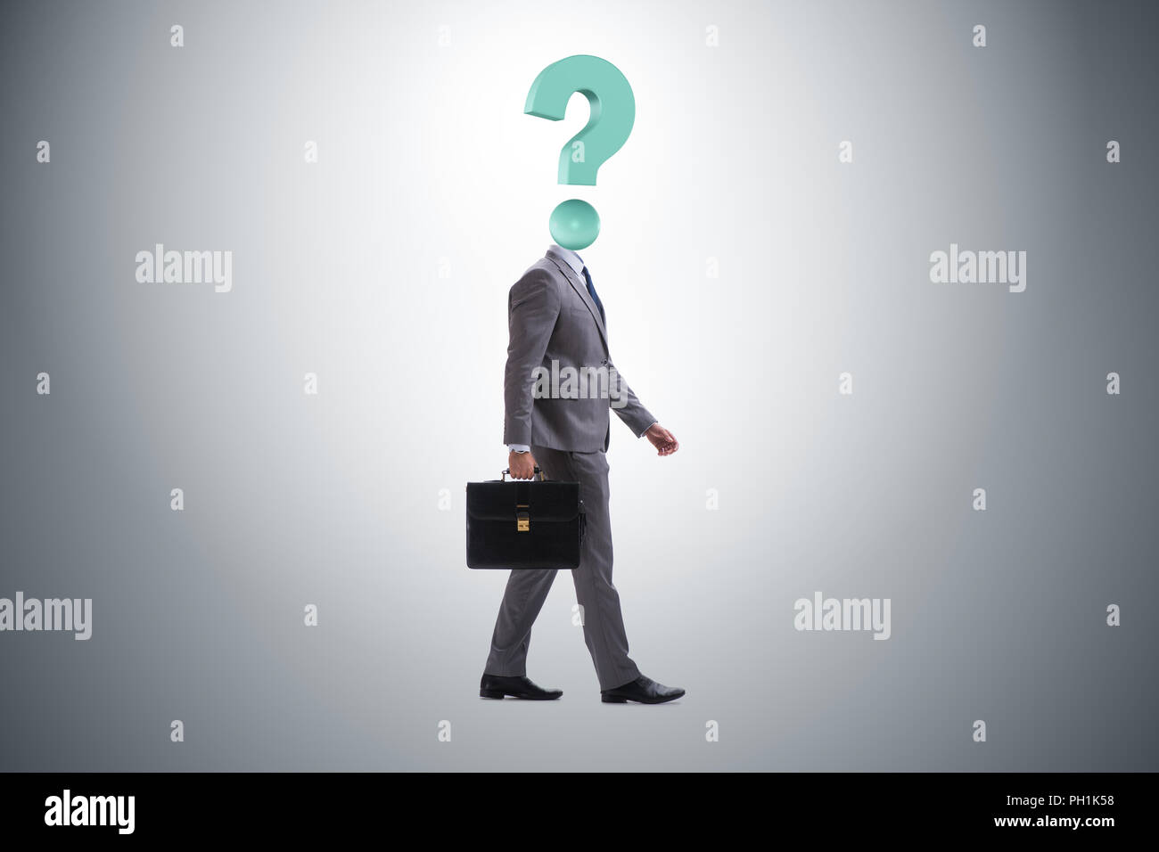 Businessman with question mark instead of his head Stock Photo - Alamy