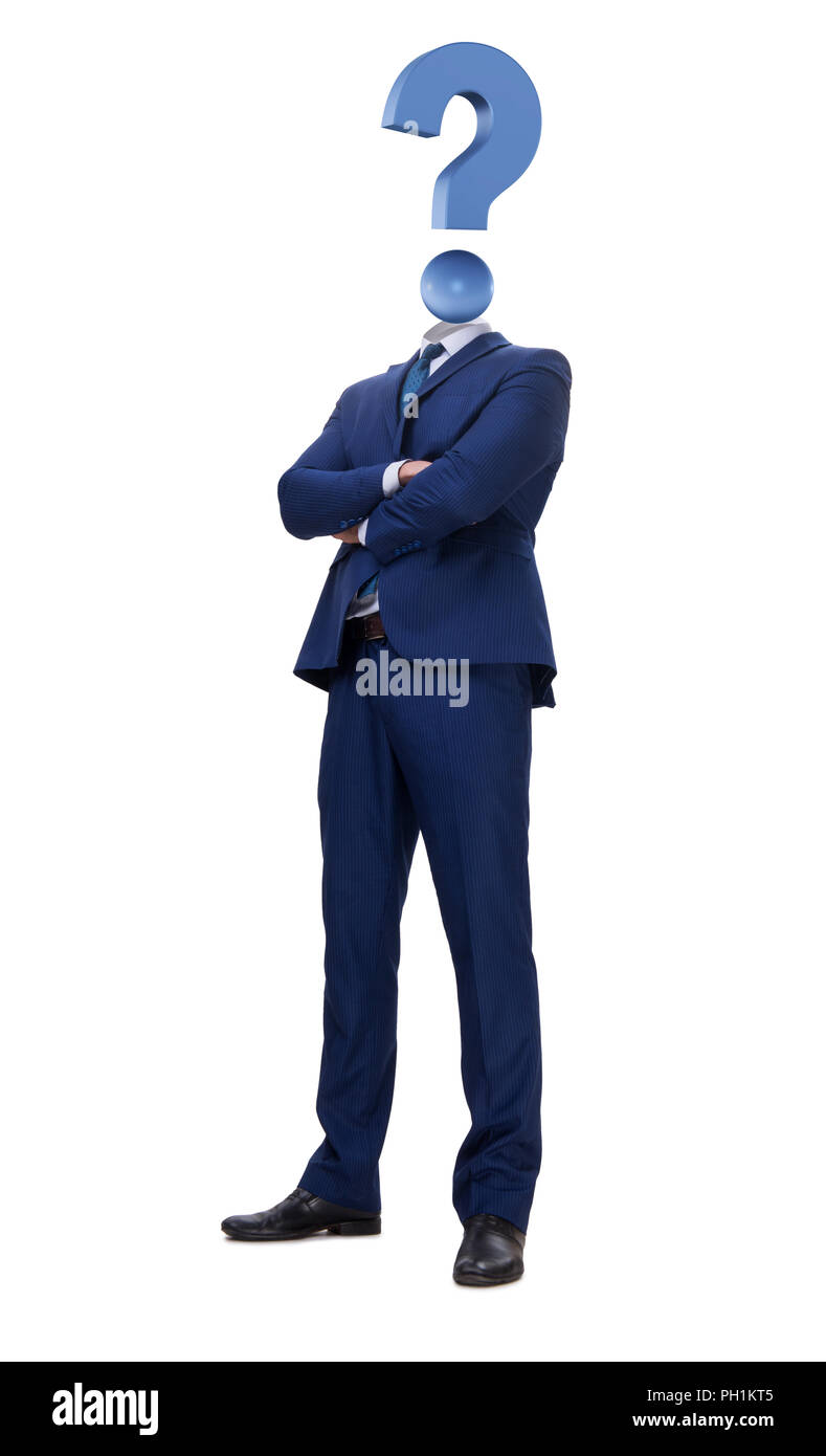 Businessman with question mark instead of his head Stock Photo - Alamy
