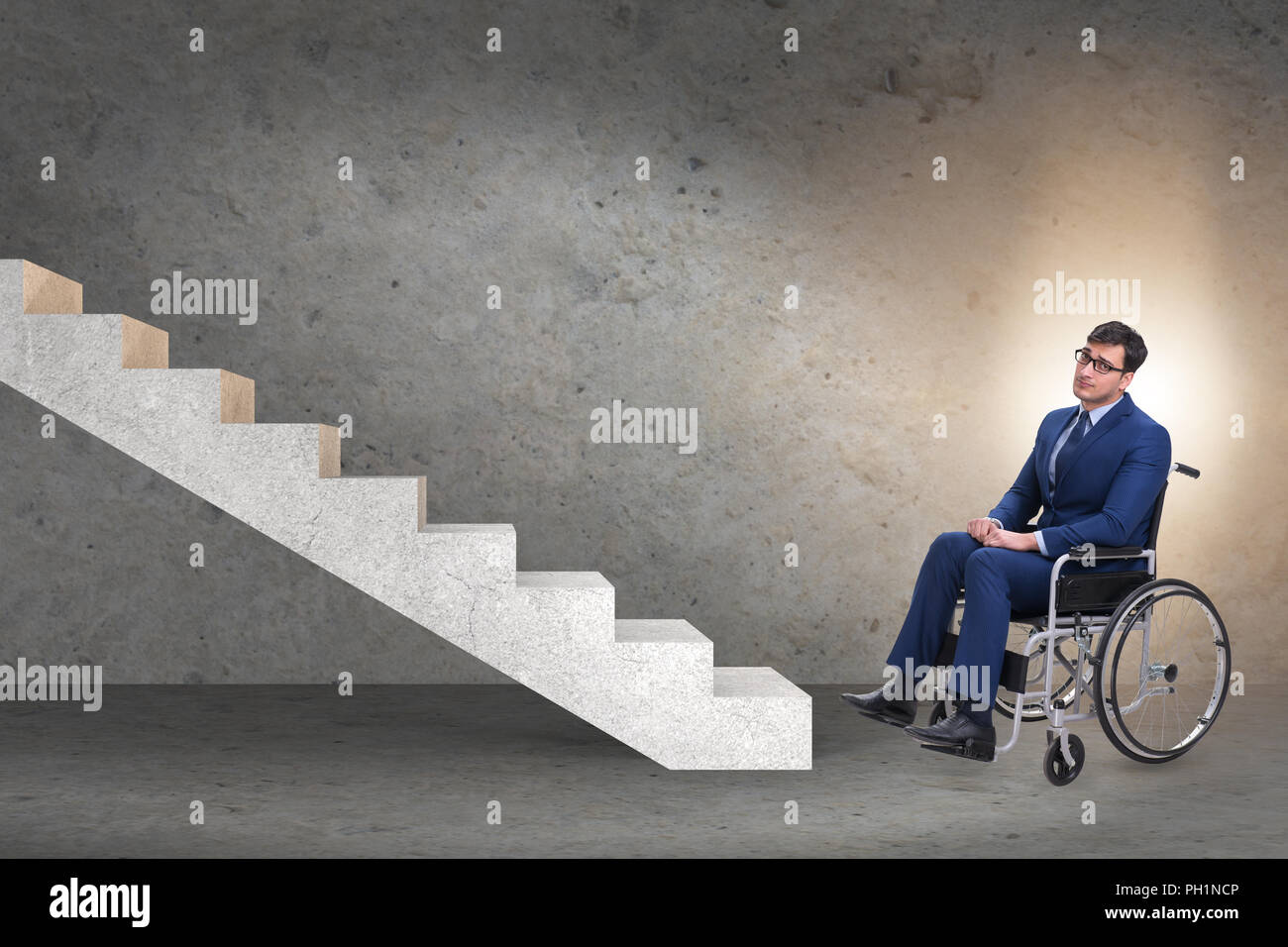 Wheelchair stairs inaccessible handicapped accessibility hi-res stock ...