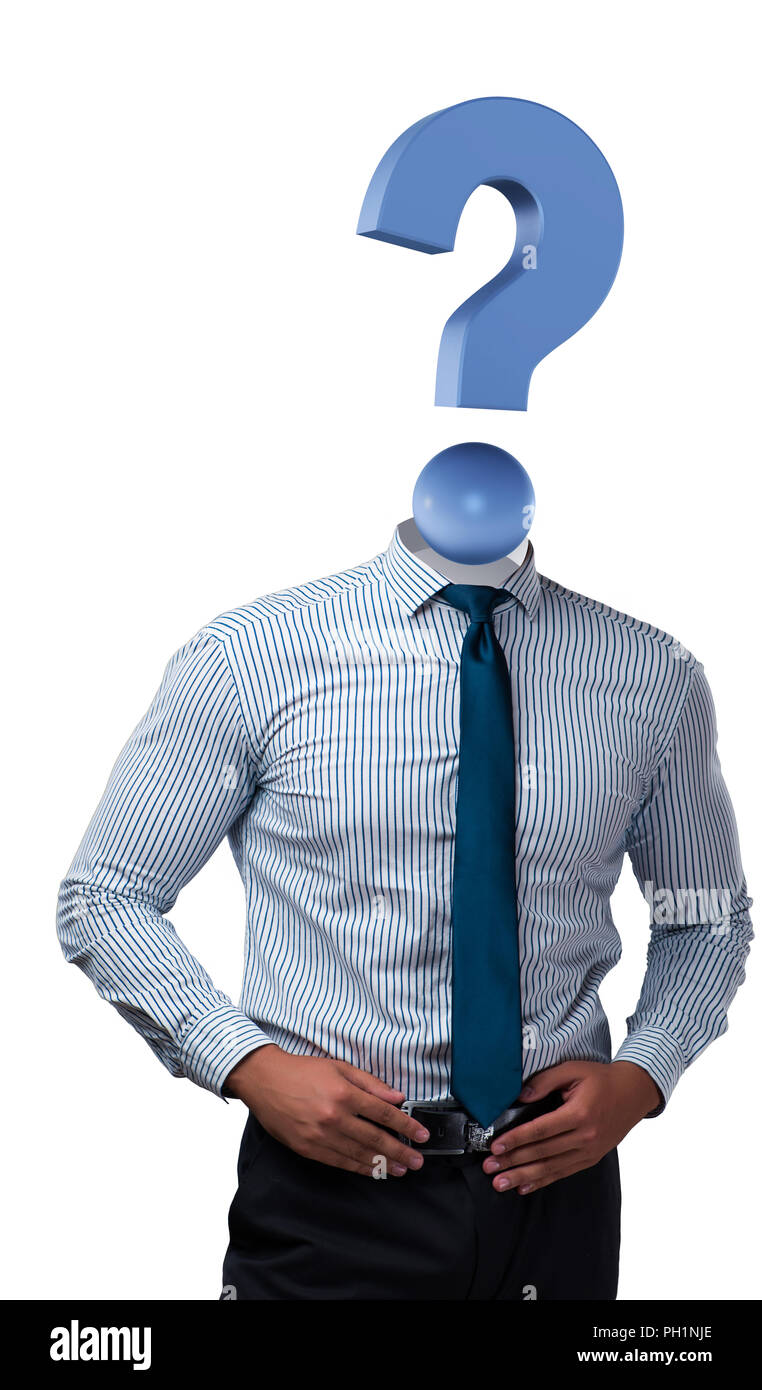 Businessman with question mark instead of his head Stock Photo - Alamy