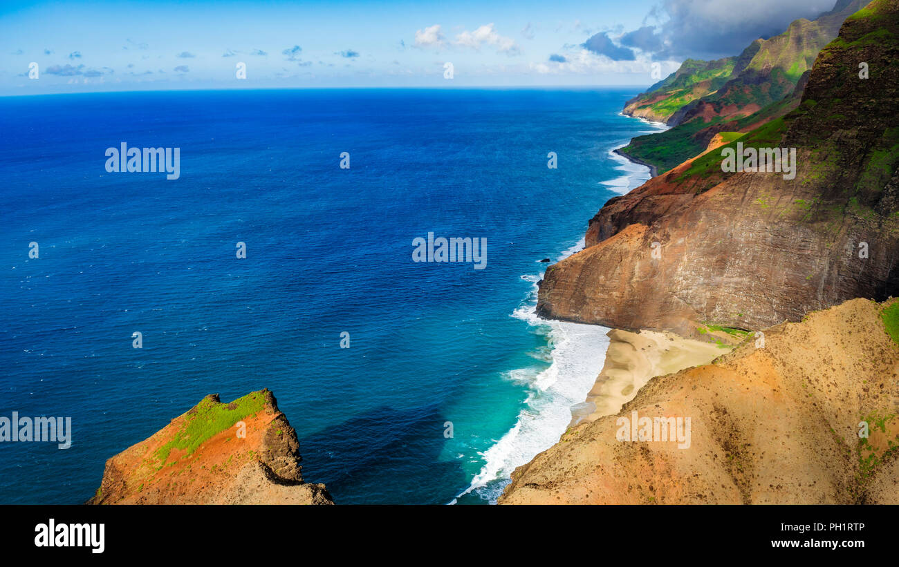 The Na Pali Coast (aerial), Napali Coast Wilderness State Park, Kauai ...