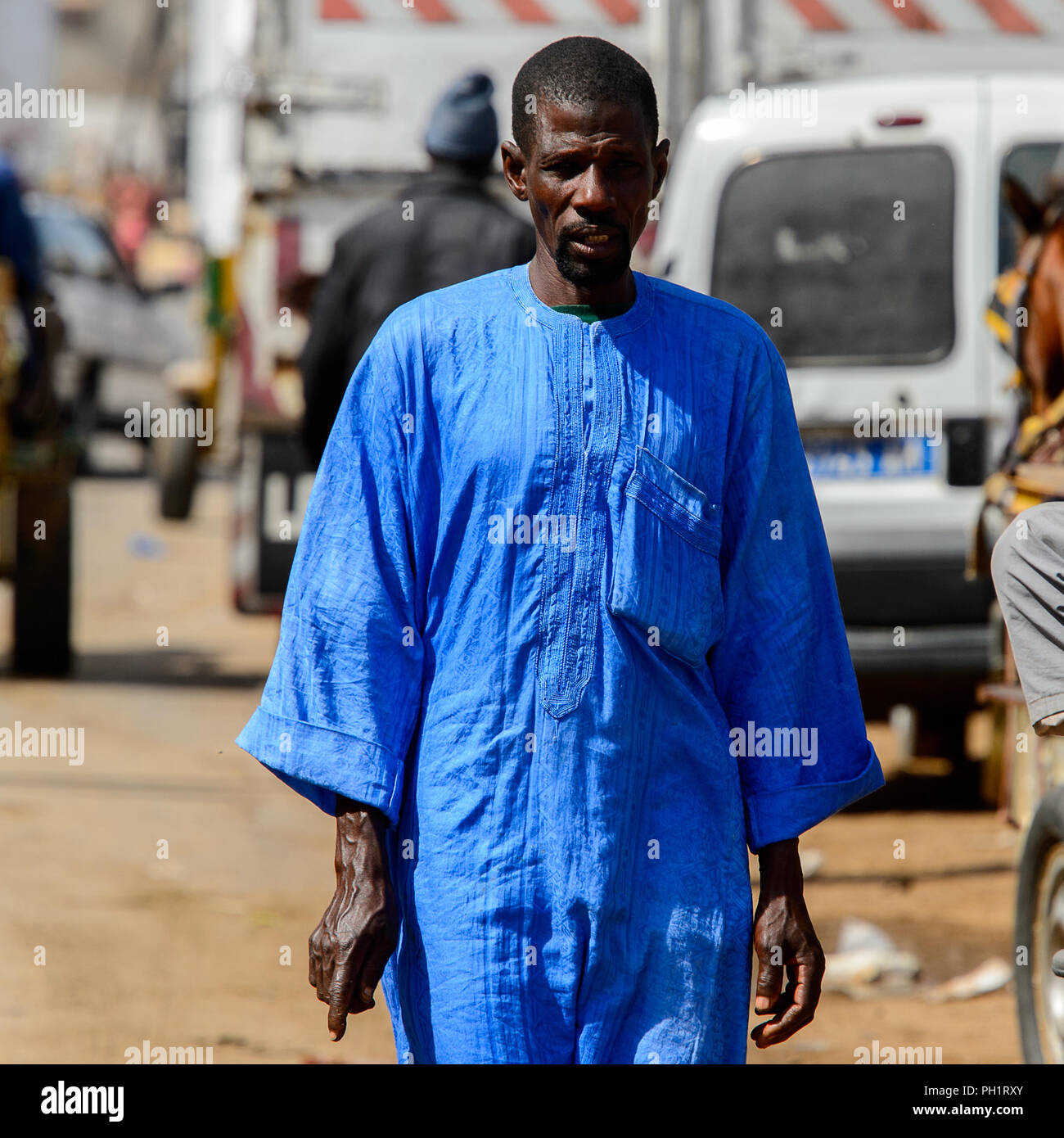 KAYAR, SENEGAL - APR 27, 2017: Unidentified Senegalese man in national ...