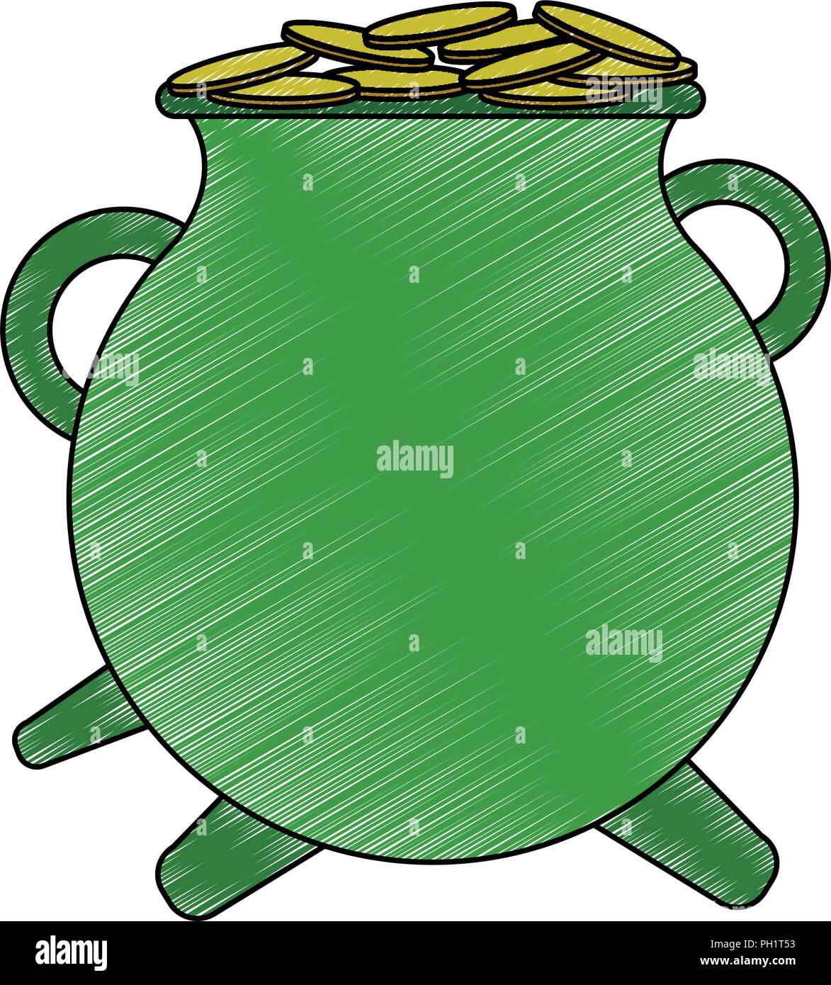 Irish pot with coins scribble Stock Vector Image & Art - Alamy