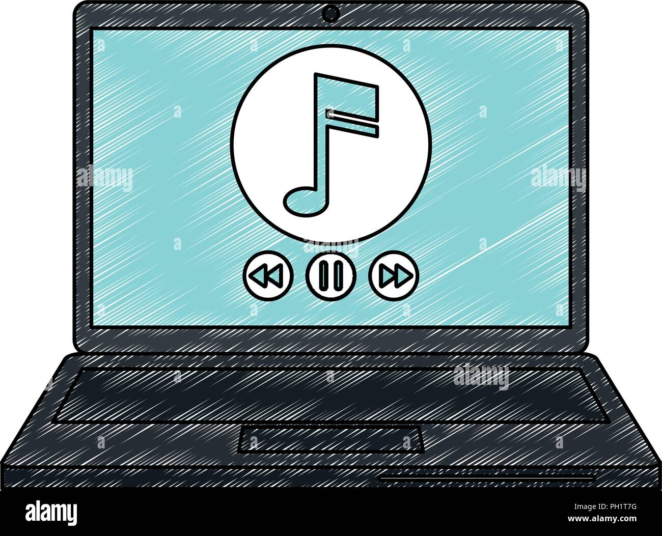 Digital music on laptop scribble Stock Vector Image & Art - Alamy