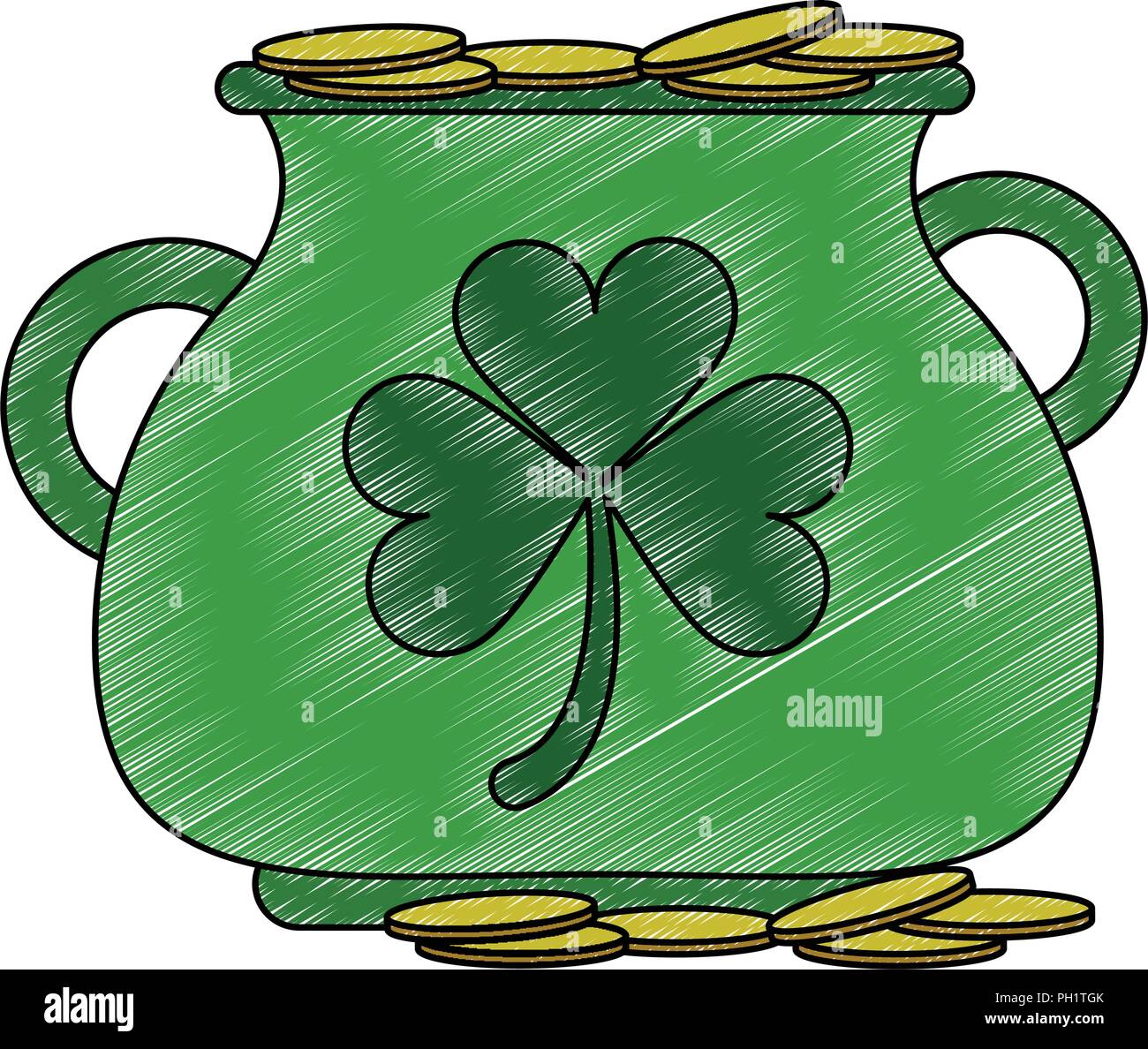 Irish pot with coins scribble Stock Vector Image & Art - Alamy