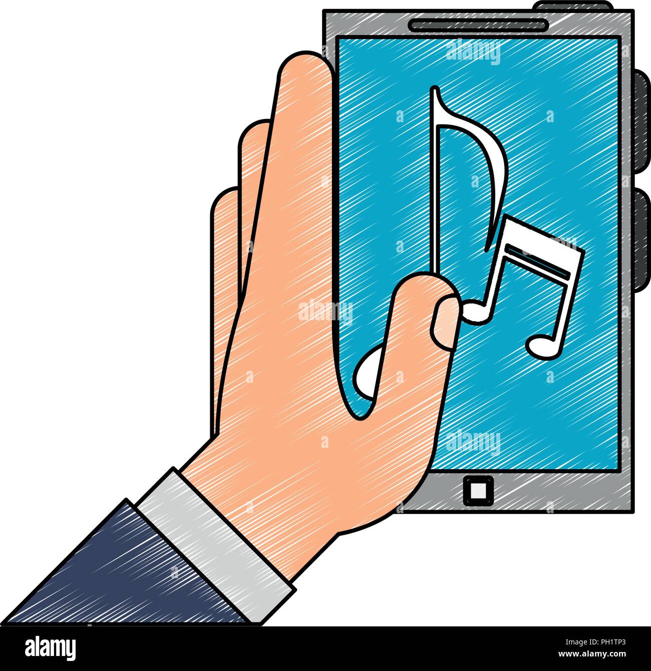 Hand holding smartphone with music scribble Stock Vector Image & Art ...