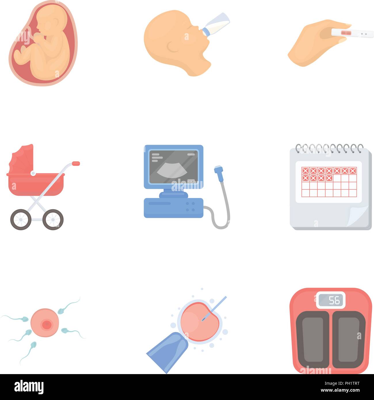 Pregnancy set icons in cartoon style. Big collection of pregnancy ...