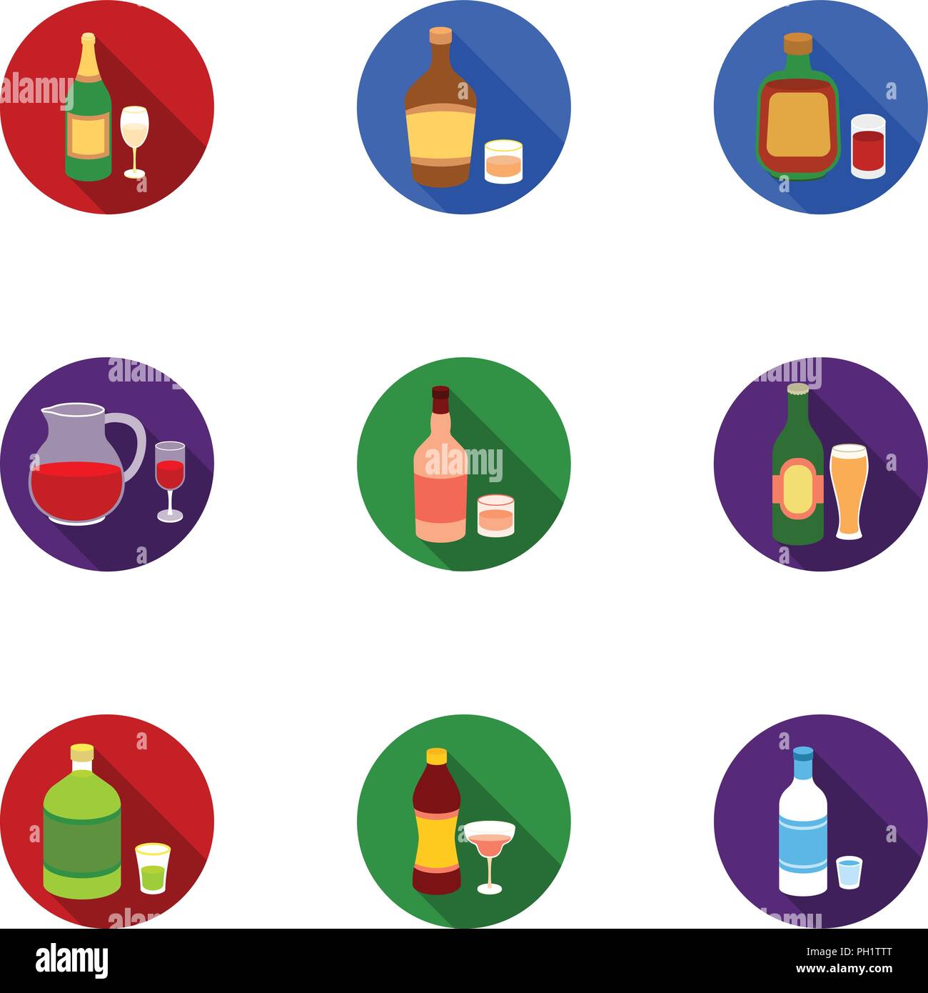 Alcohol set icons in flat style. Big collection of alcohol vector ...