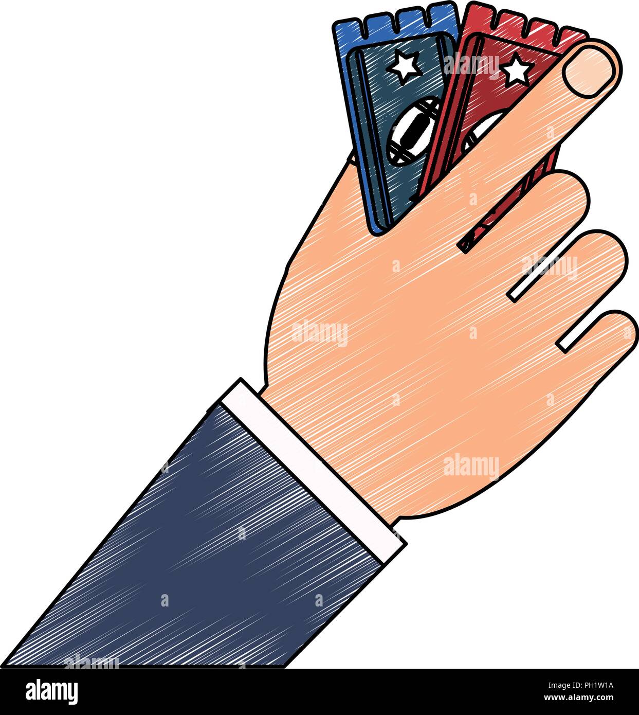 Hand holding tickets scribble Stock Vector Image & Art - Alamy