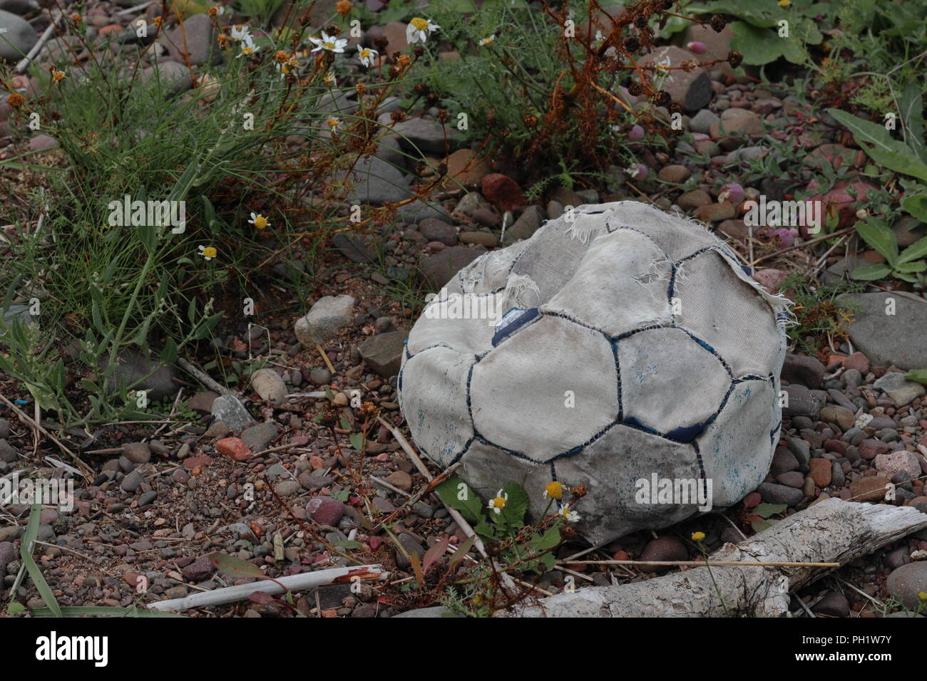 Old soccer ball Stock Photo - Alamy