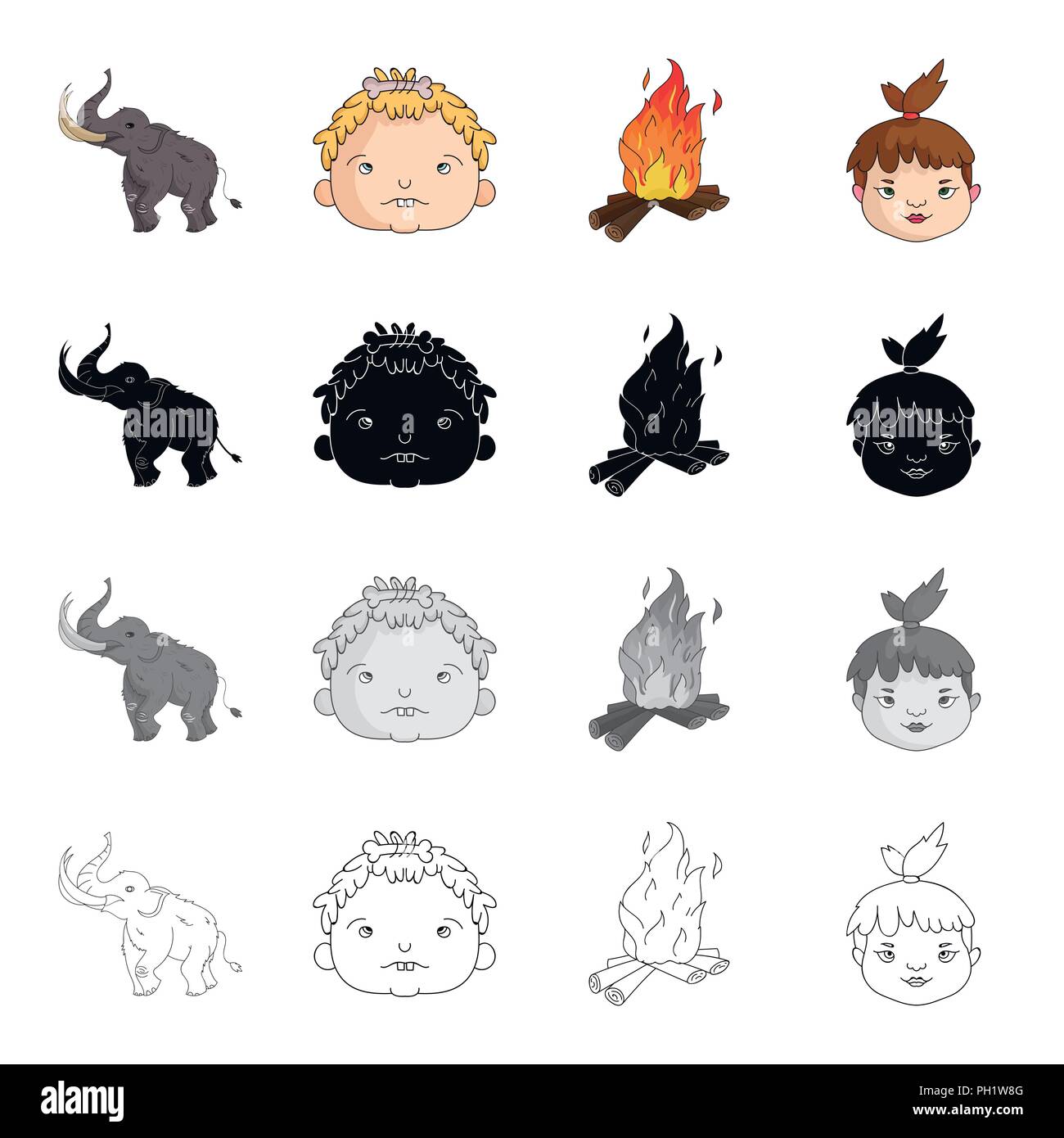 Century, history, study and other icon in cartoon style. Homo, sapiens ...