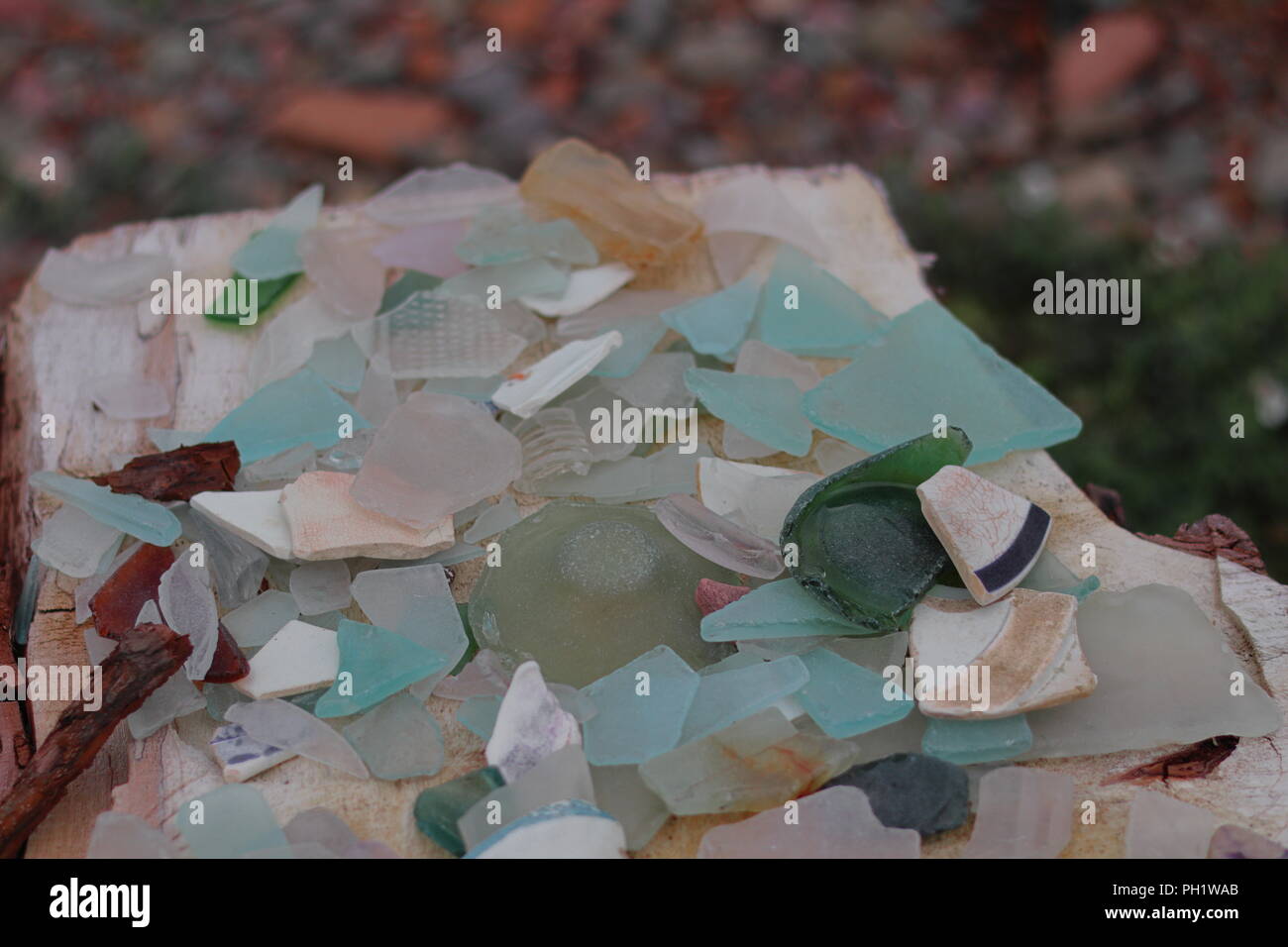 Glass shards on the table Stock Photo - Alamy