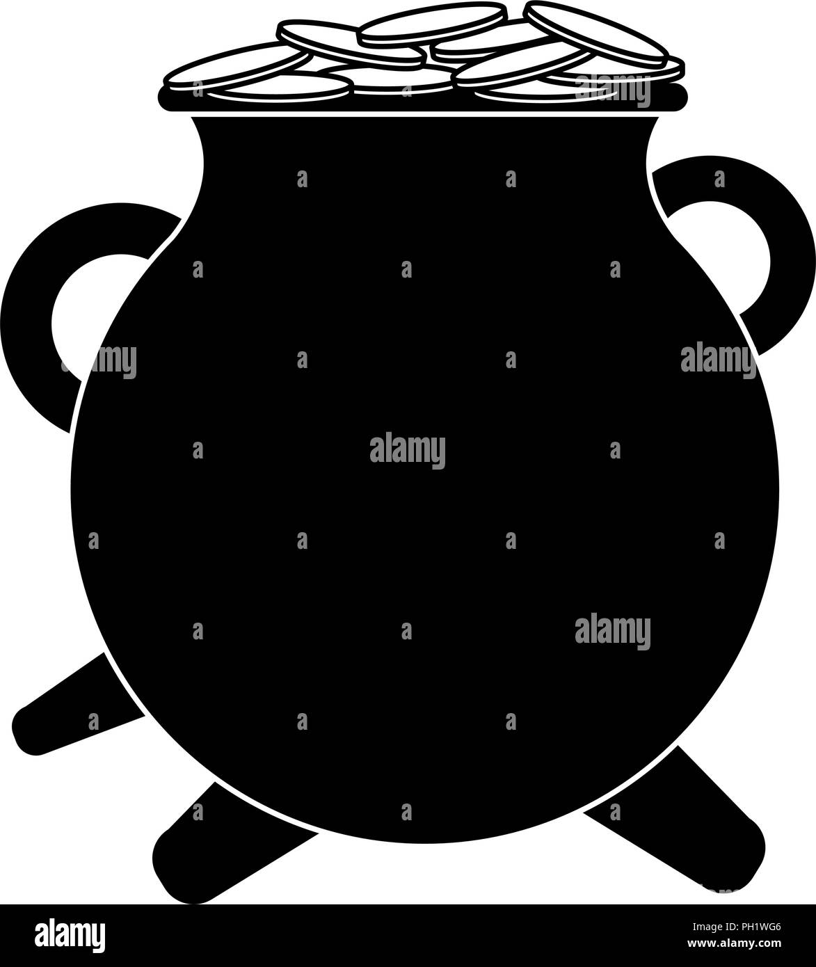 Irish pot with coins in black and white Stock Vector Image & Art - Alamy