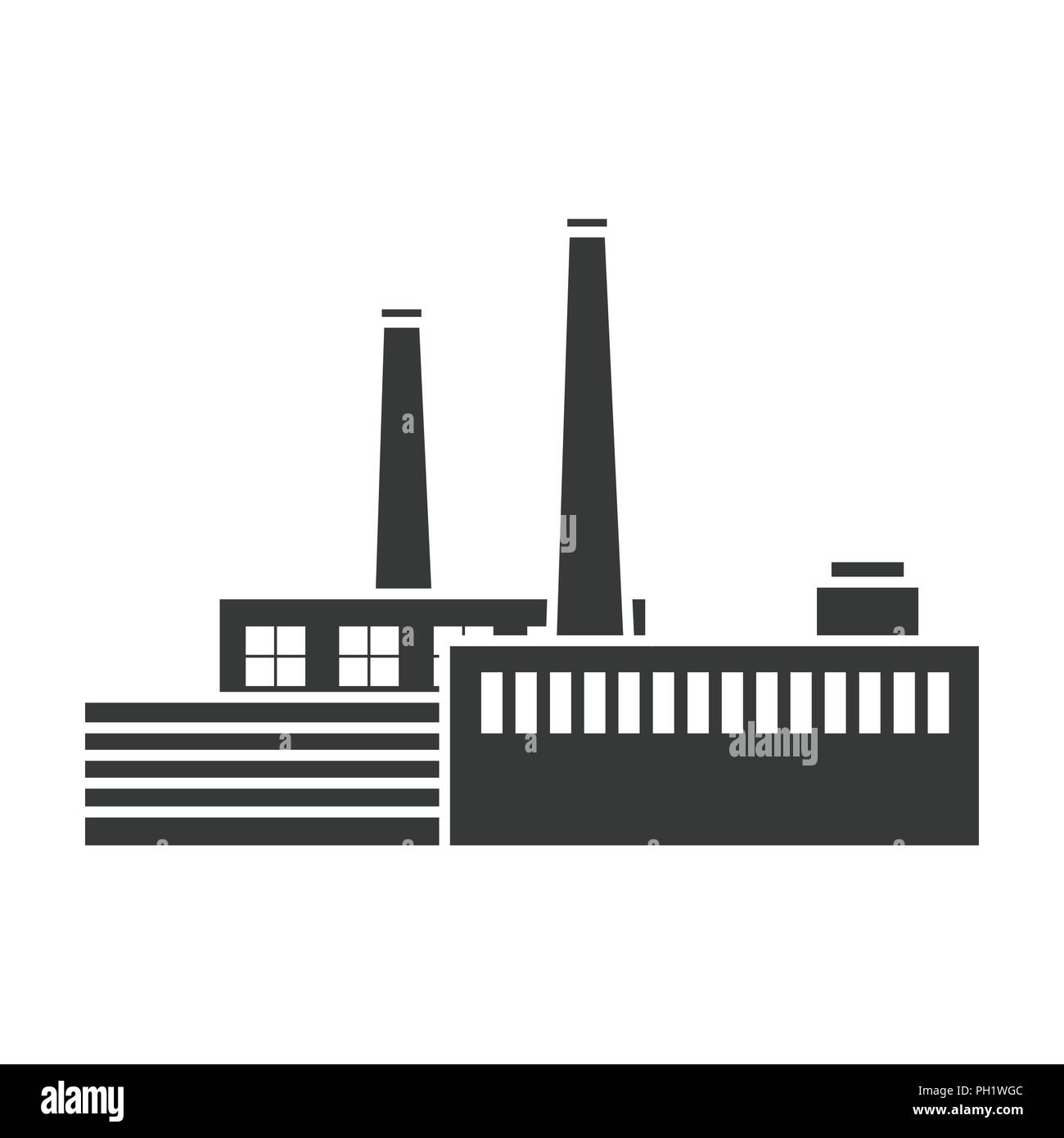 Factory icon in black style isolated on white background. Factory ...