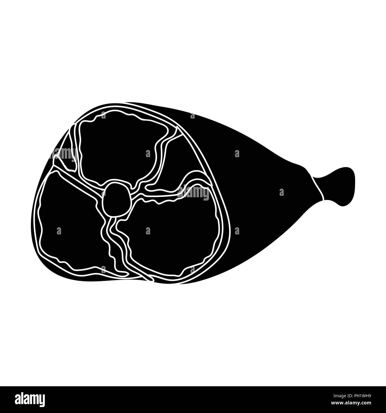 Ham icon in black style isolated on white background. Meats symbol ...
