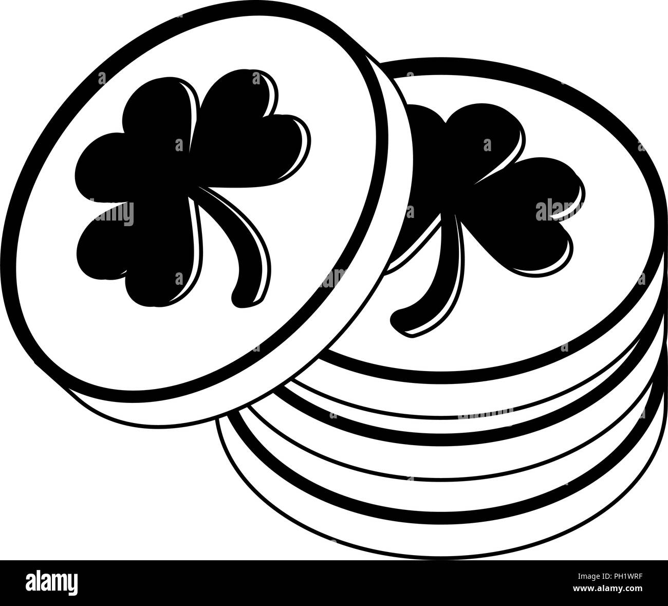 Irish coins stacked in black and white Stock Vector Image & Art - Alamy
