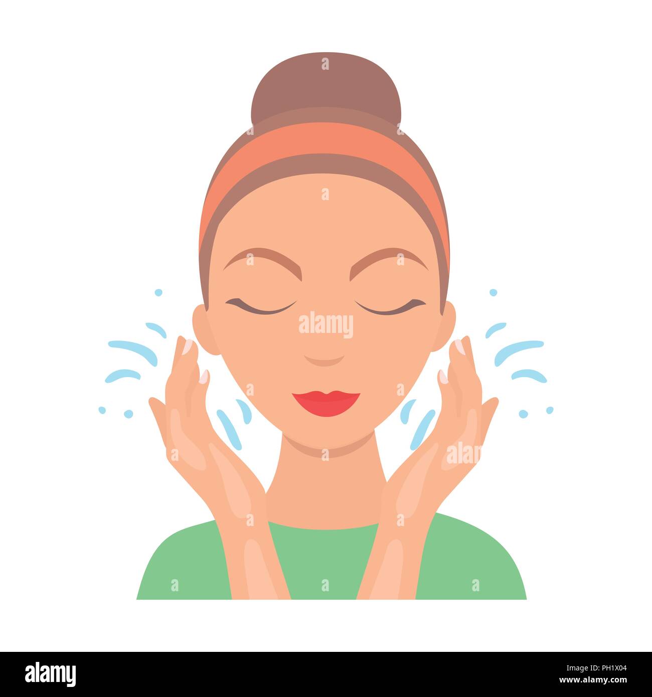 Face washing icon in cartoon style isolated on white background. Skin ...
