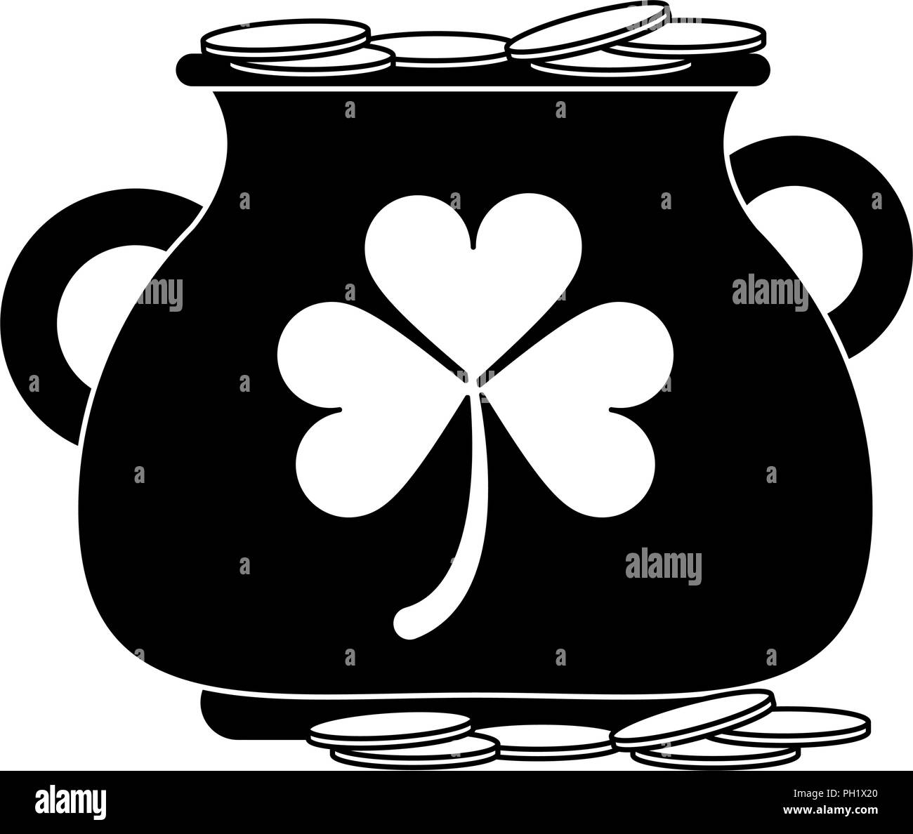 Irish pot with coins in black and white Stock Vector Image & Art - Alamy