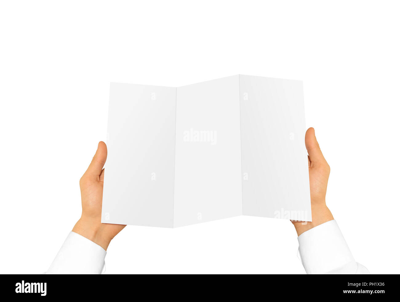 Hand holding blank brochure booklet in the hand. Leaflet presentation ...