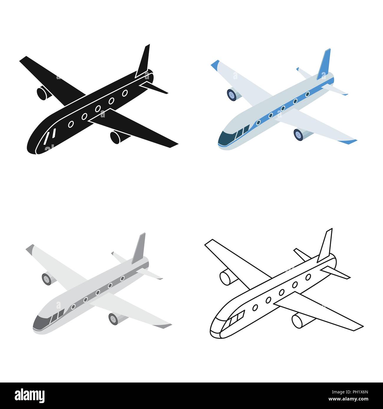 Airplane icon in cartoon design isolated on white background ...