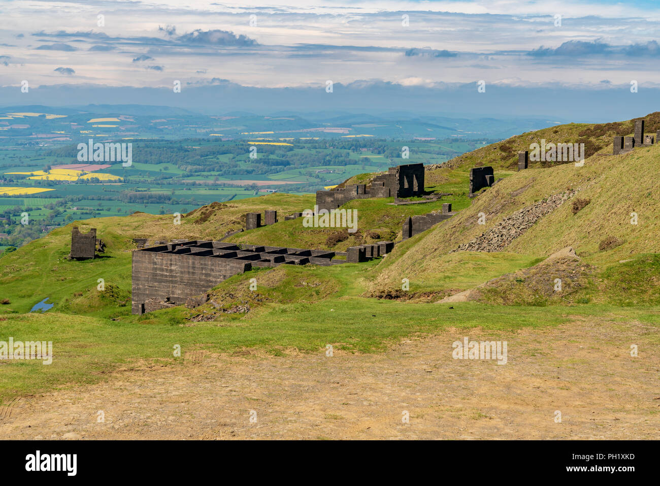 Quarry ruins at Titterstone Clee near Cleeton, Shropshire, England, UK ...