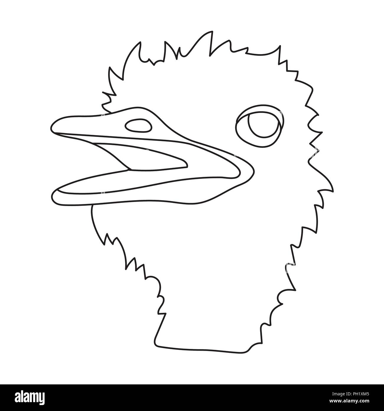 Ostrich icon in outline design isolated on white background. Realistic ...