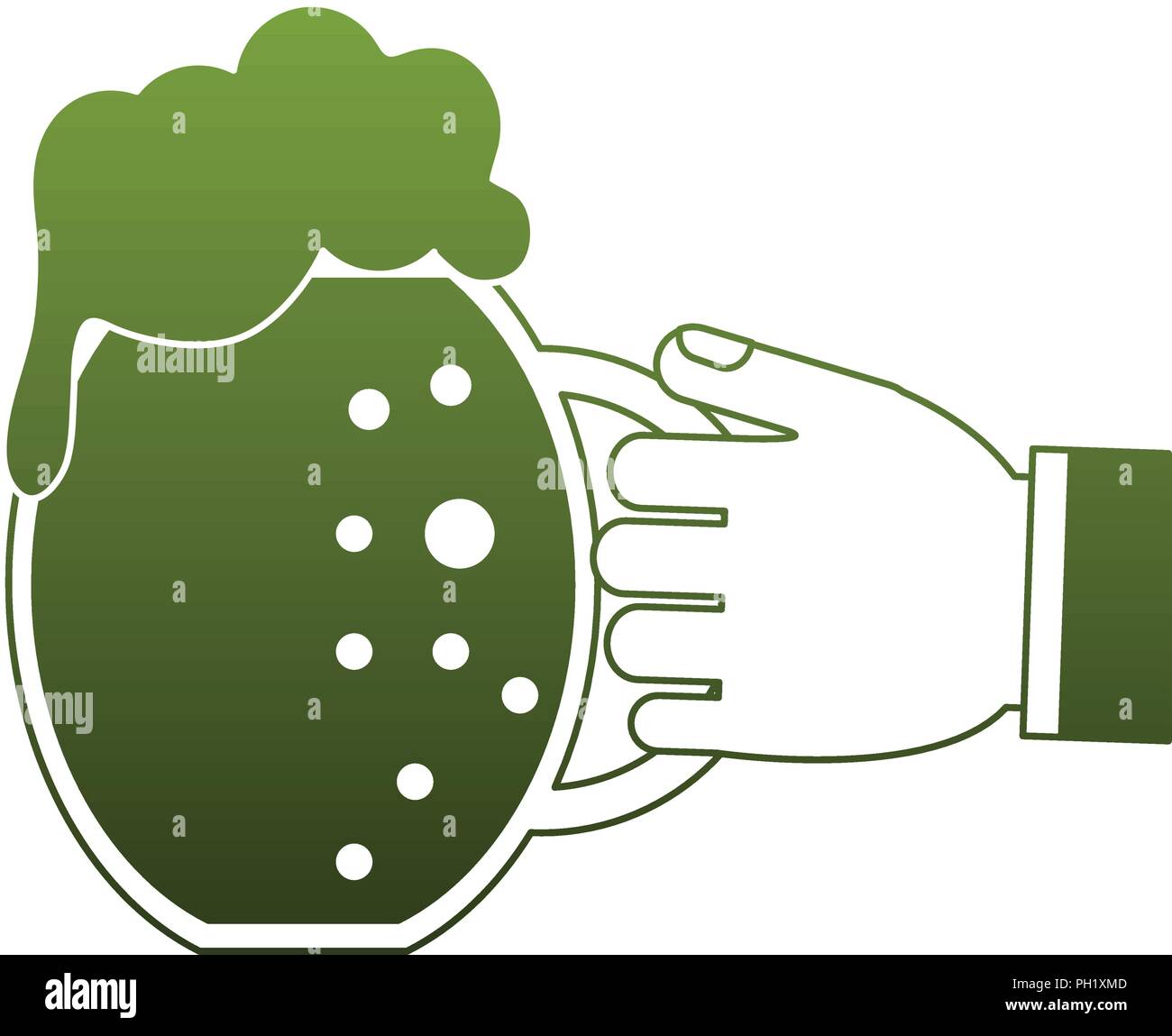 Hand holding irish beer green lines Stock Vector Image & Art - Alamy