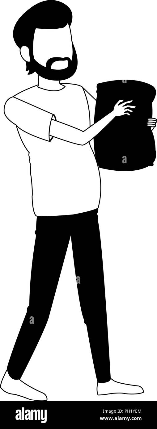 Man holding sack bag in black and white Stock Vector Image & Art - Alamy