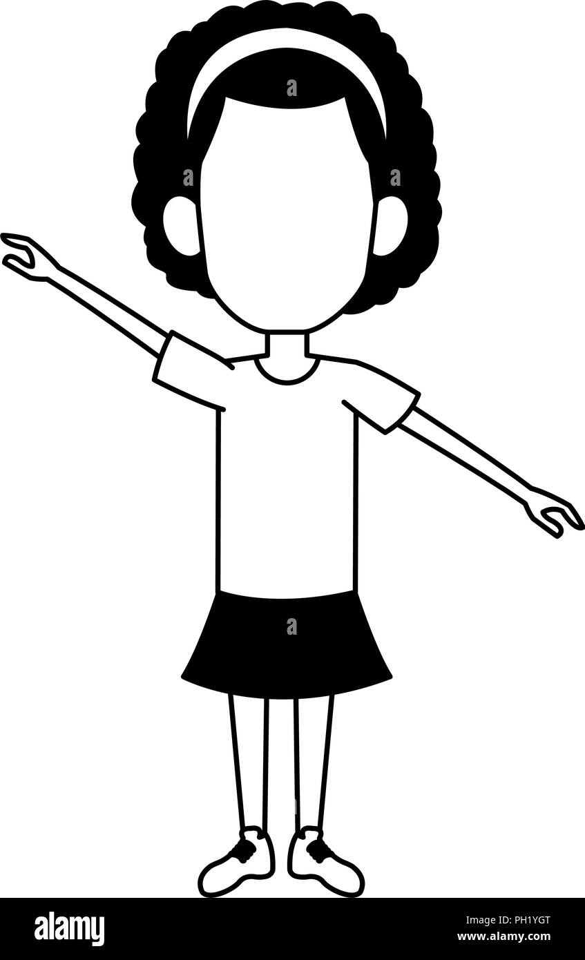 Girl faceless cartoon in black and white Stock Vector Image & Art - Alamy