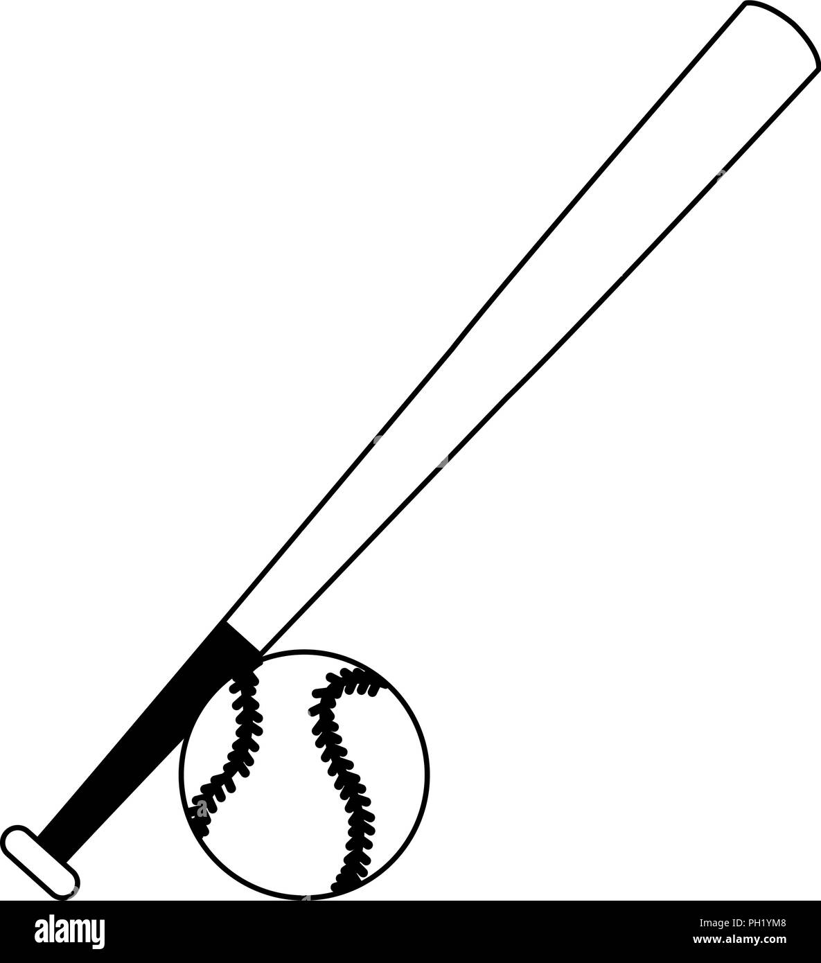 Baseball bat and ball in black and white Stock Vector Image & Art - Alamy