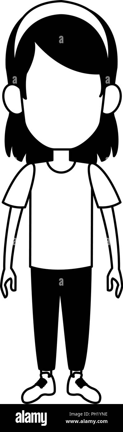 Girl faceless cartoon in black and white Stock Vector Image & Art - Alamy