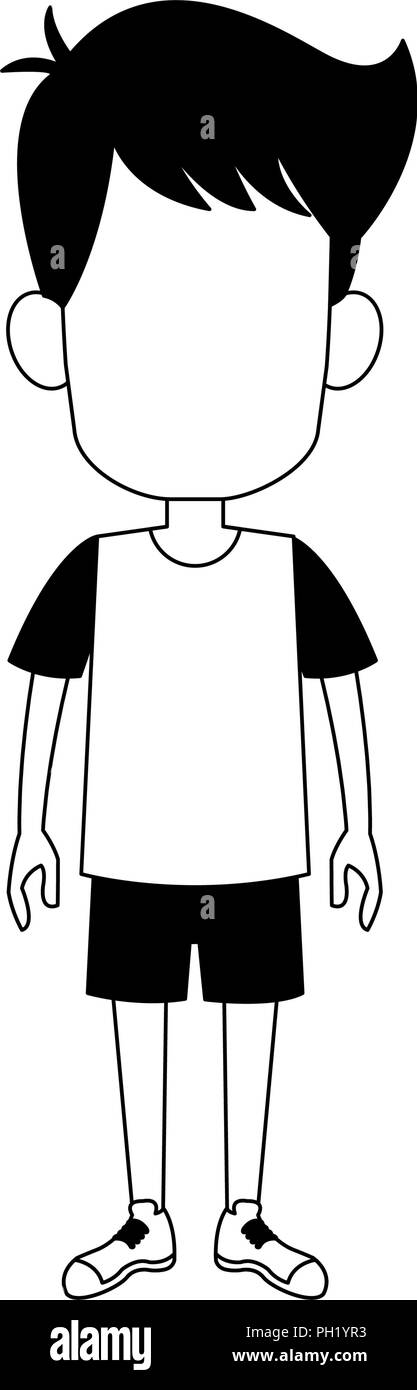 Boy faceless cartoon in black and white Stock Vector Image & Art - Alamy