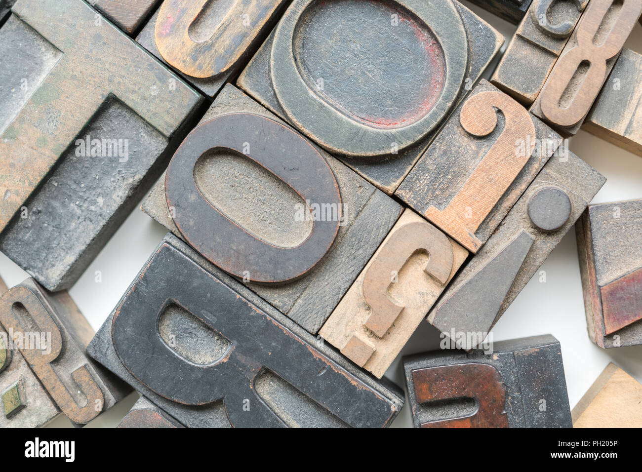 Wooden Letterpress Blocks white background Stock Photo - Alamy