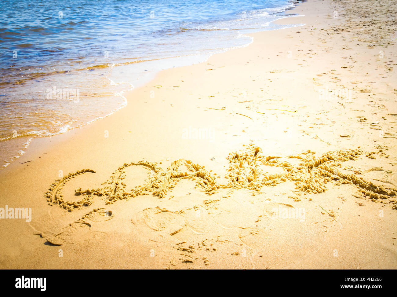Gdansk sign on the beach Stock Photo - Alamy