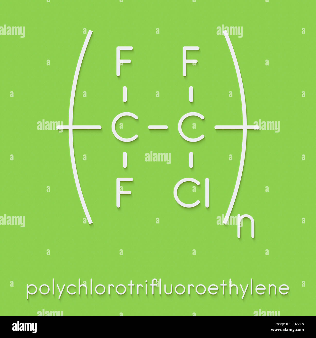Polychlorotrifluoroethylene (PCTFE) polymer, chemical structure ...
