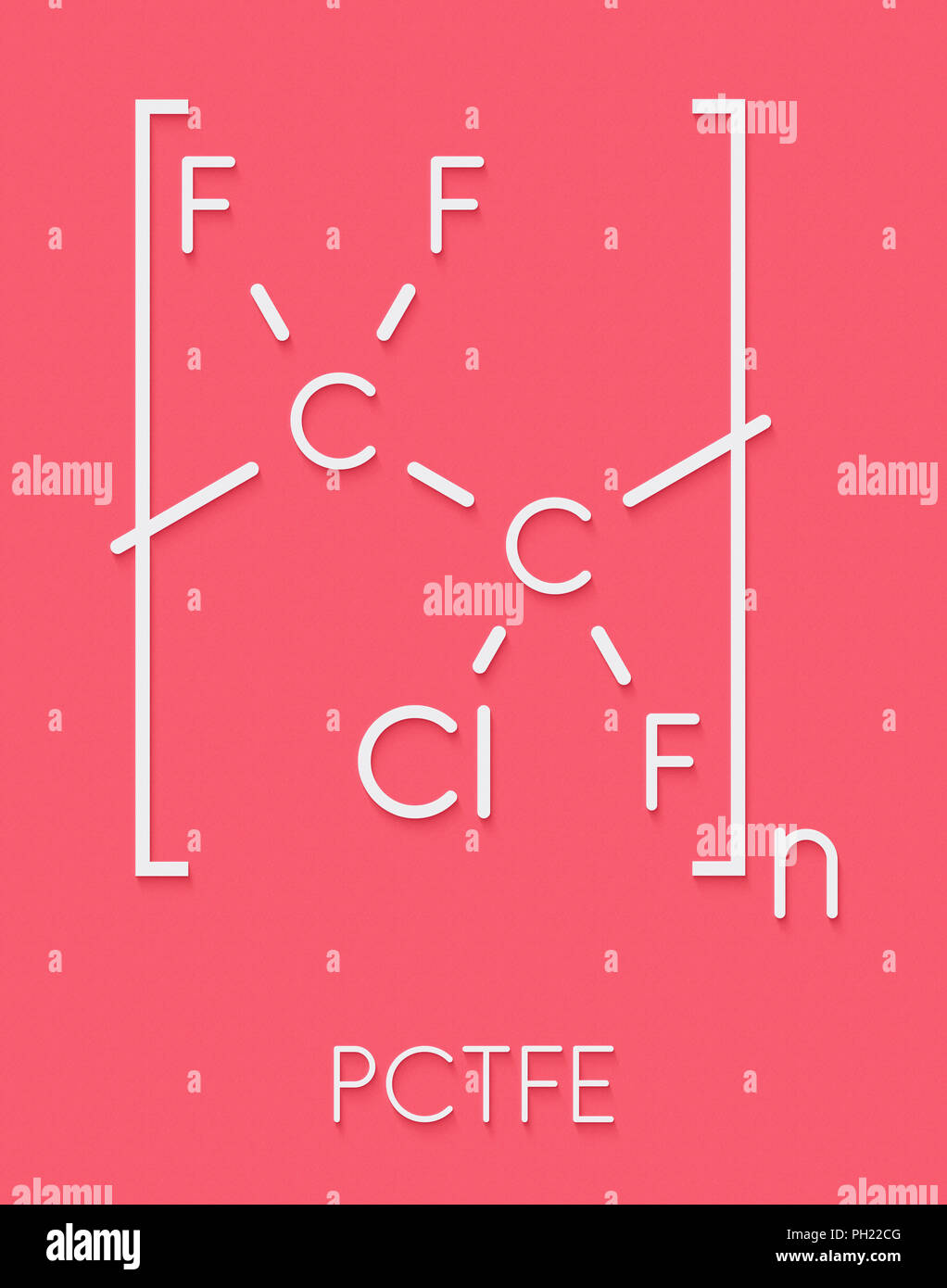 Polychlorotrifluoroethylene (PCTFE) polymer, chemical structure ...
