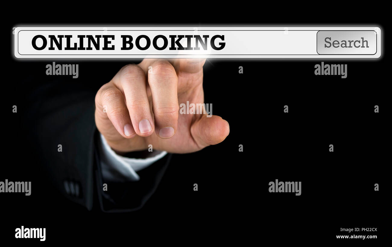 Online booking written in a navigation bar on a virtual interface or ...
