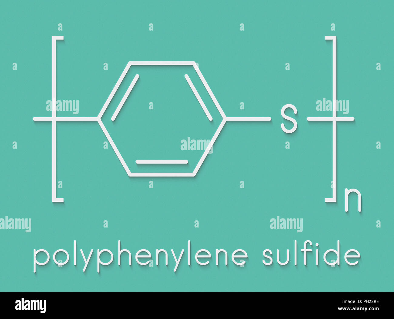 Polyphenylene sulfide (PPS) polymer, chemical structure. Commonly used ...