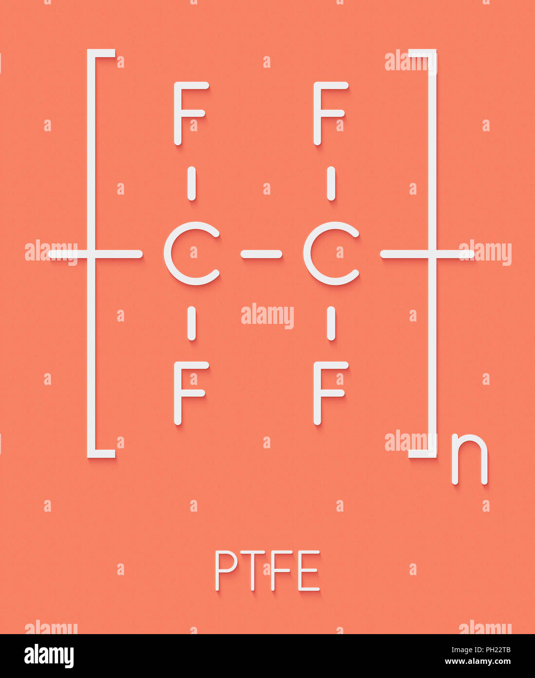 Polytetrafluoroethylene (PTFE) polymer, chemical structure. Used as ...