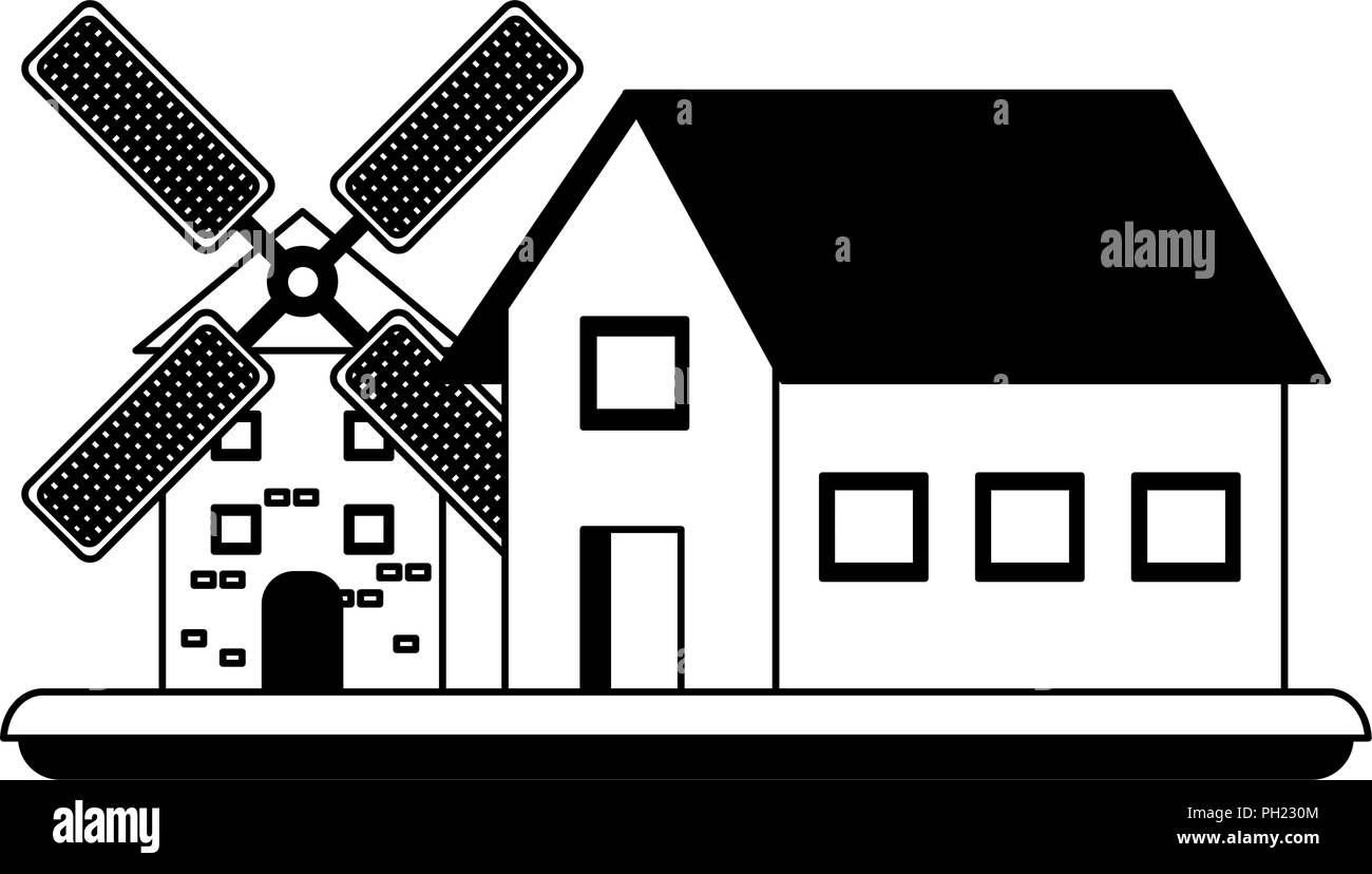 Dutch windmill holland in Stock Vector Images - Alamy