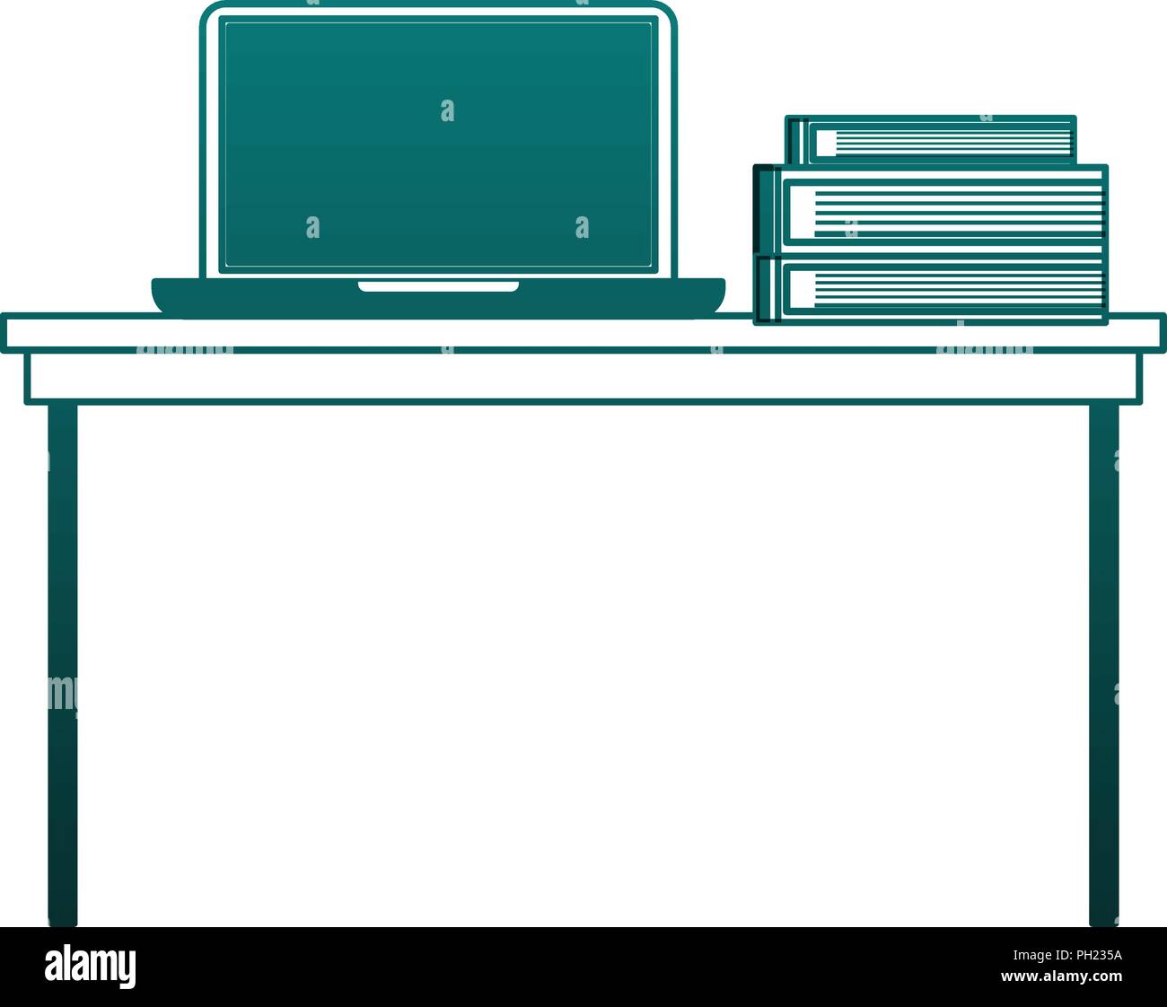 Office with computer blue lines Stock Vector Image & Art - Alamy