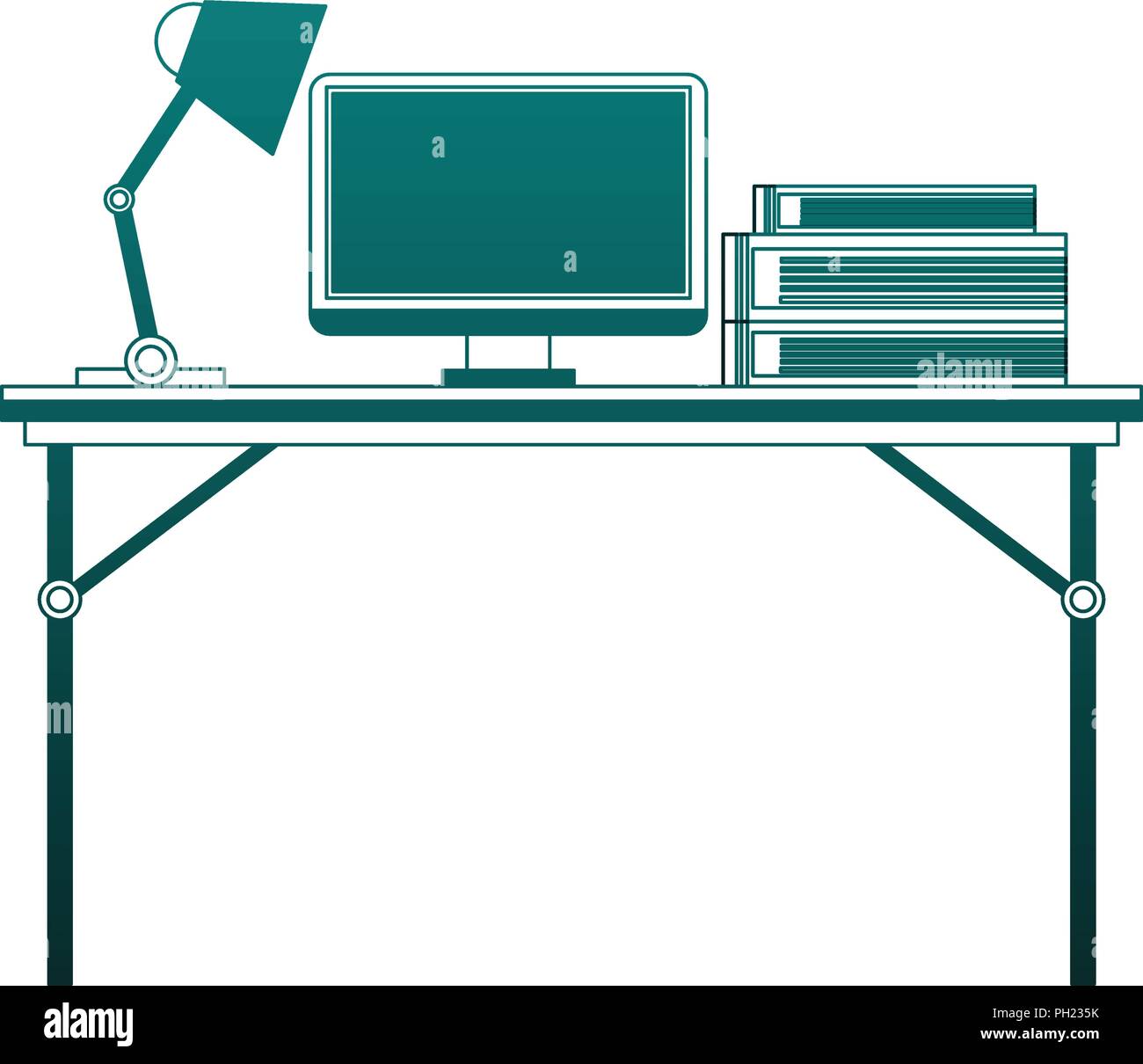 Office with computer blue lines Stock Vector Image & Art - Alamy