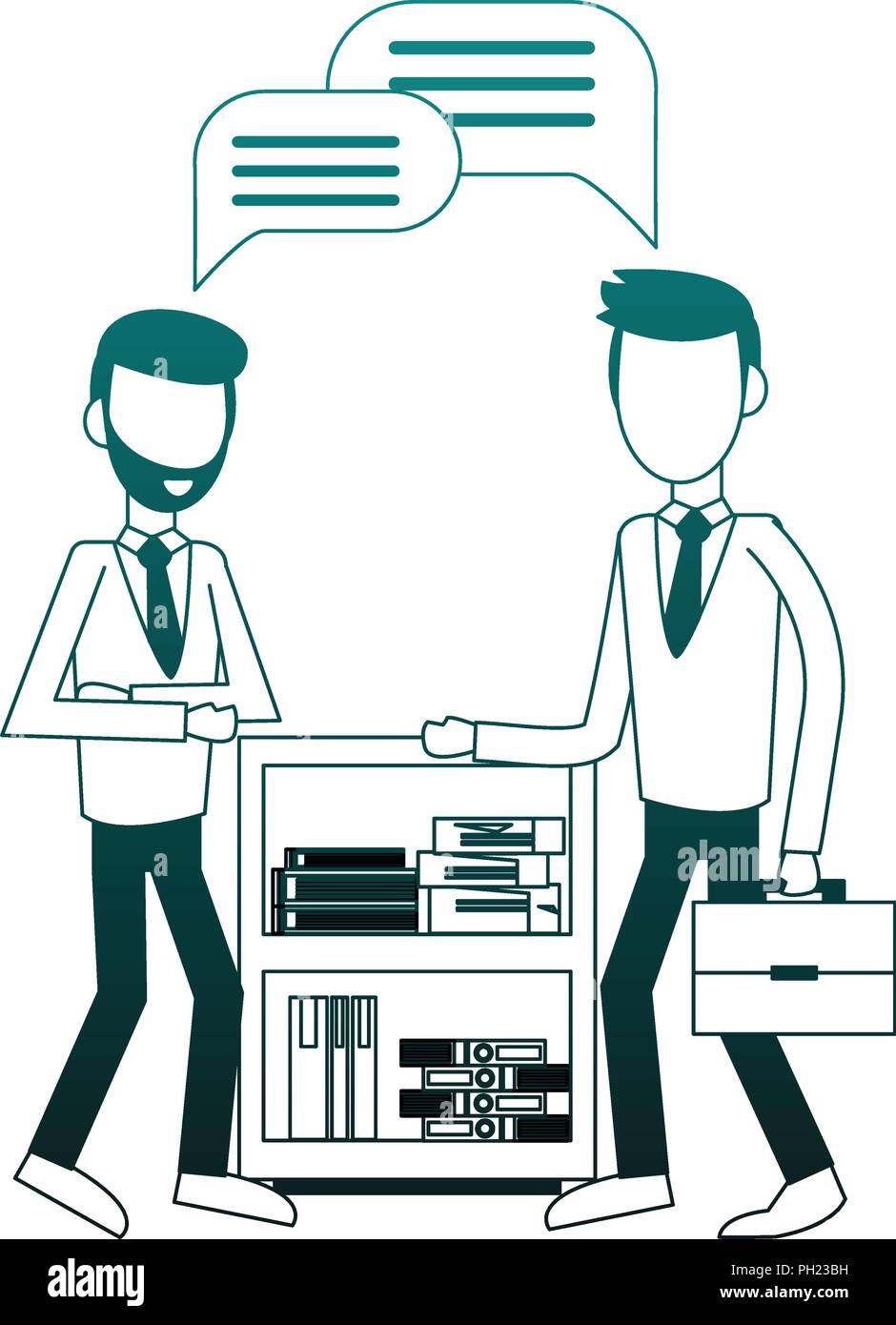 Businessmens talking at office blue lines Stock Vector Image & Art - Alamy